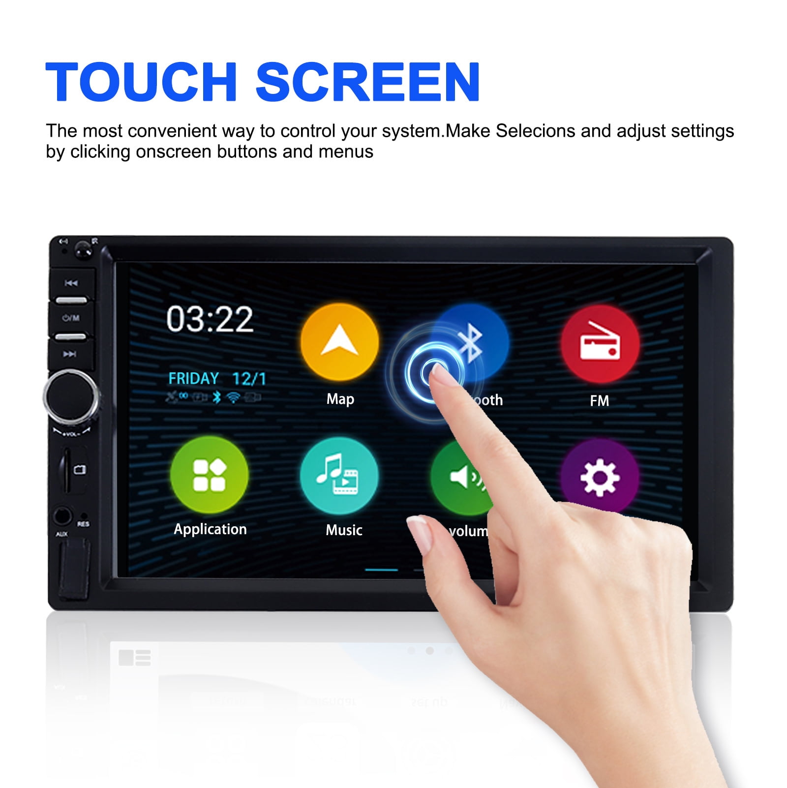 Car MP5 Player, 7" Touch Screen Double Din Car Stereo Audio Bluetooth ...