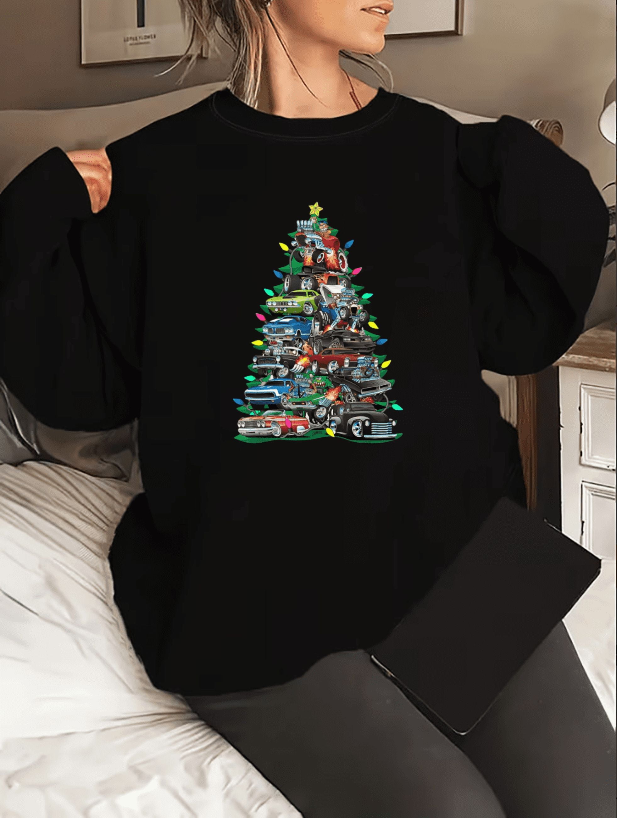 Car Madness Christmas Tree With Muscle Cars And Hotrods Sweatshirt, for ...