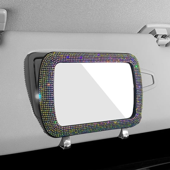 Car Makeup Mirror Bling Crystal Car Sun Visor Vanity Mirror High ...