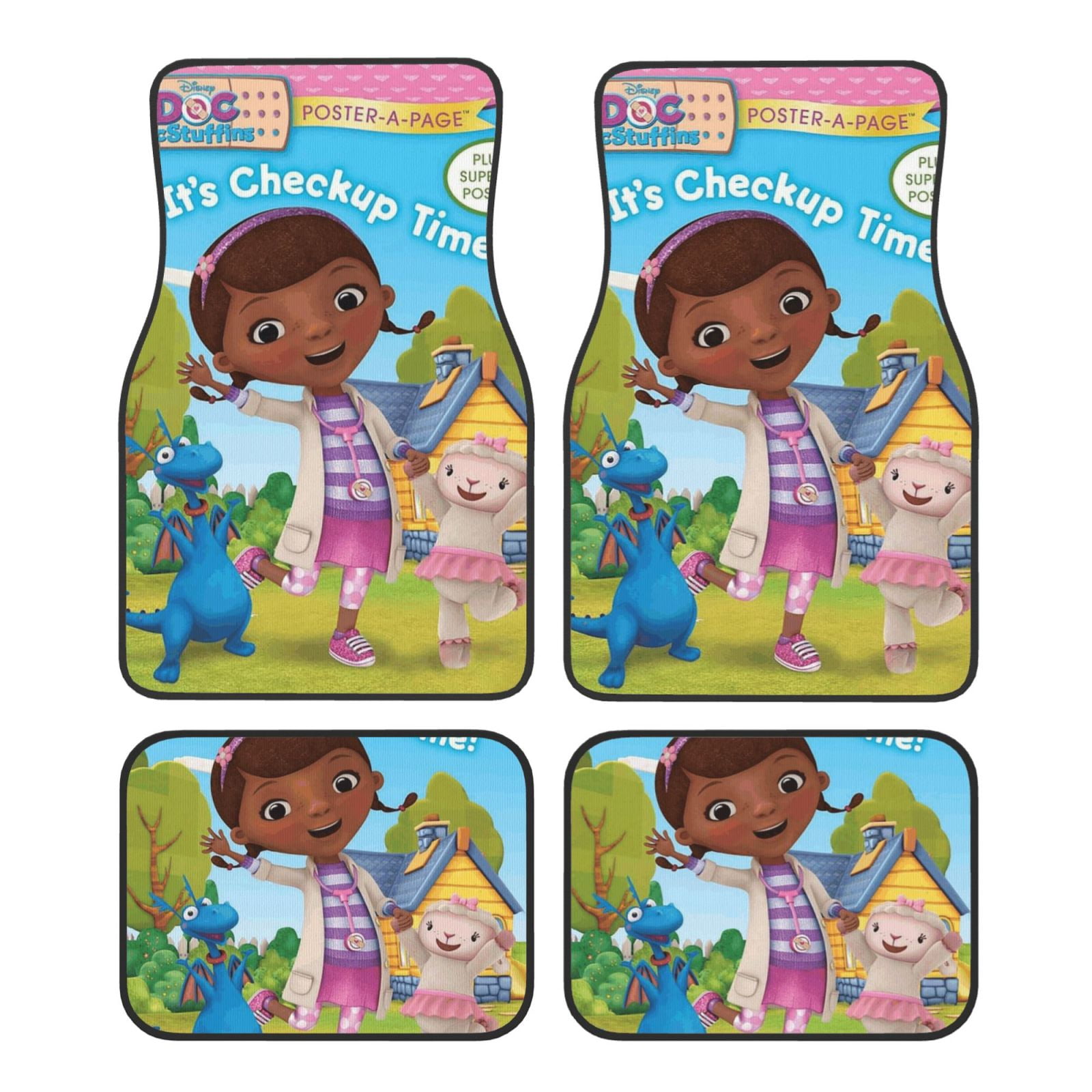 Car Mat Universal Fit 4-Piece Doc Mcstuffins Non-Slip Set Car Floor ...