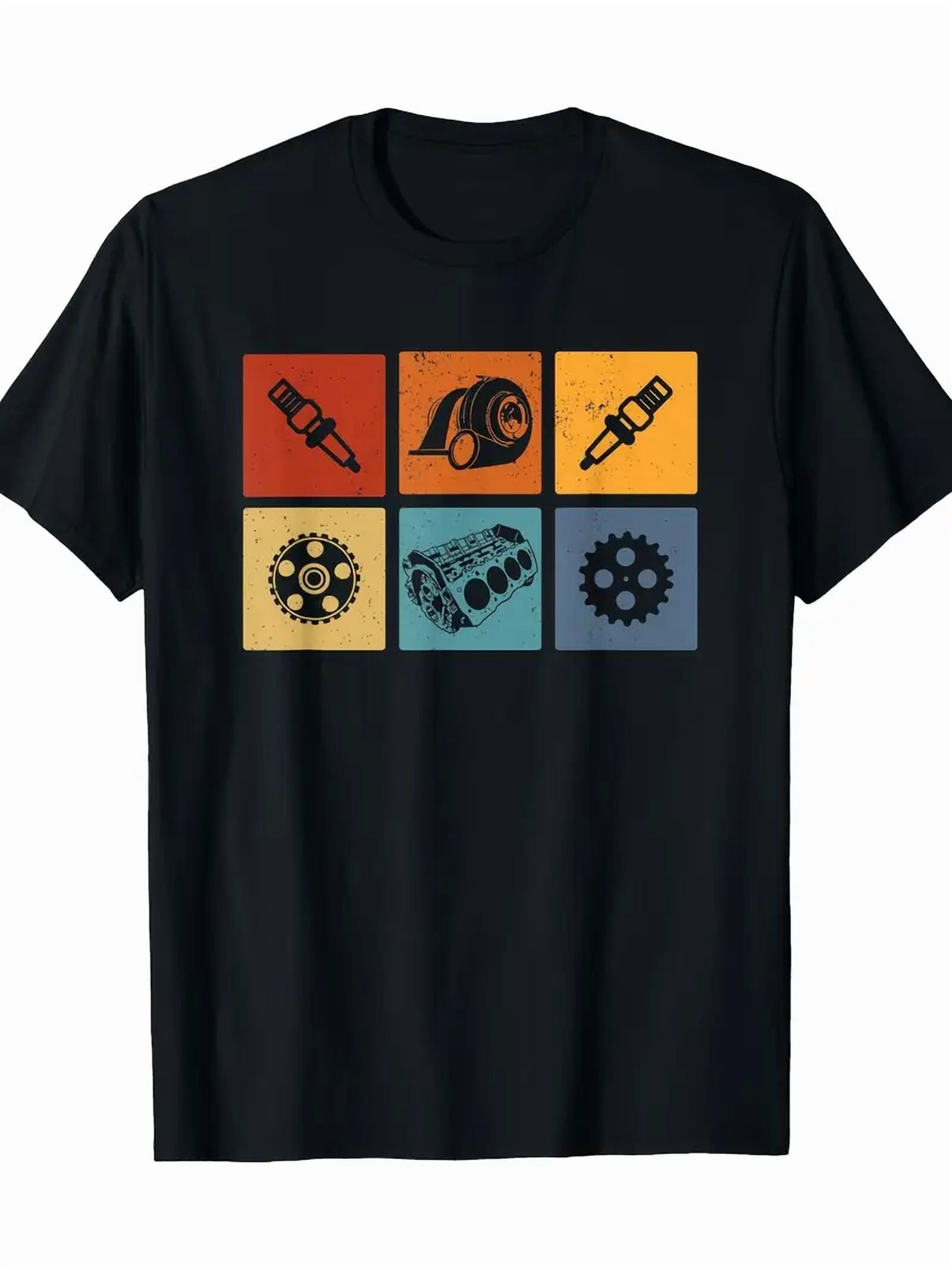 Car Mechanic Engine Symbols Auto Parts T-Shirt. - Walmart.com