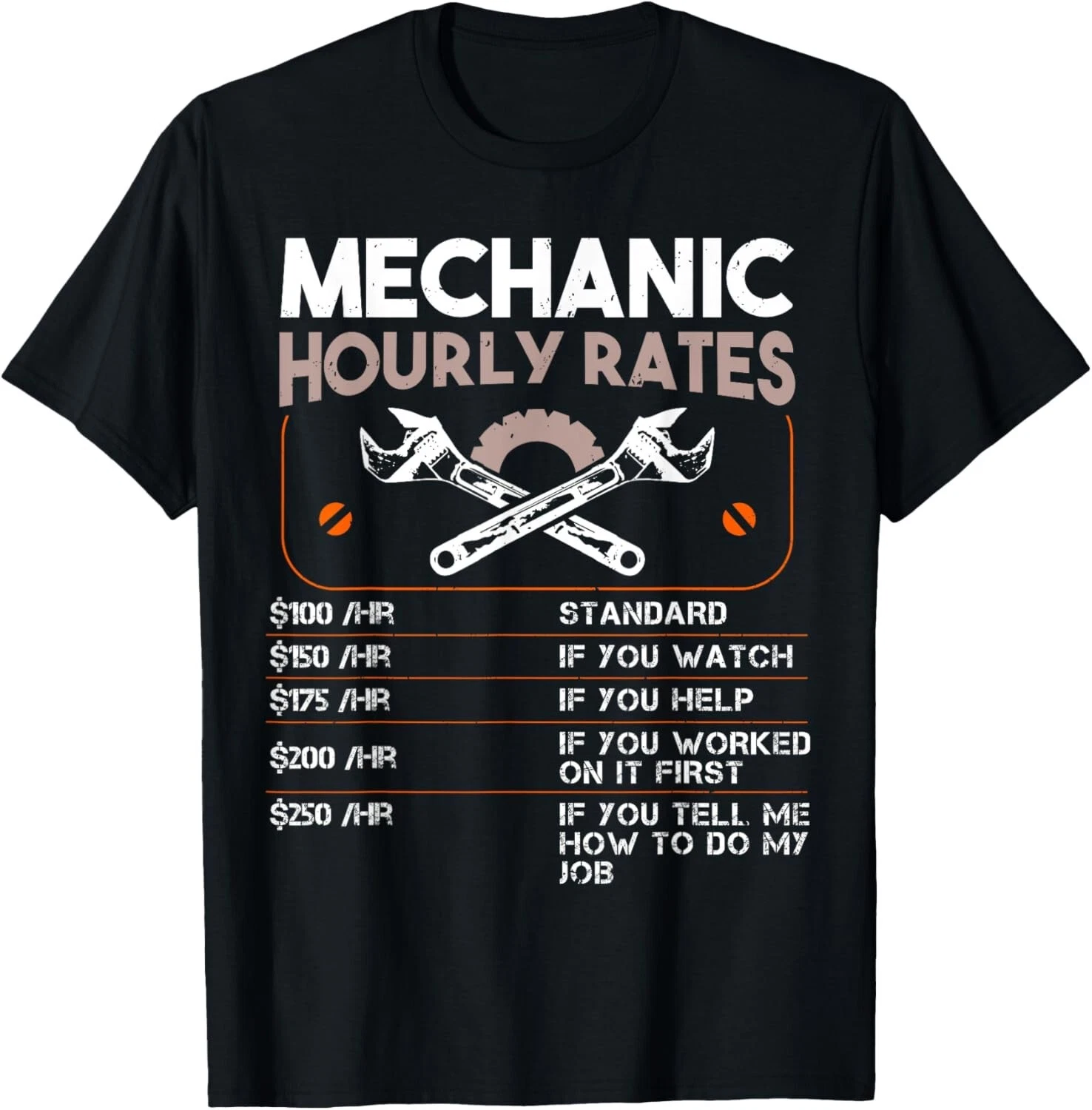 Car Mechanic Hourly Rate Auto Repairman Funny Labor Rates - Gift Unisex ...