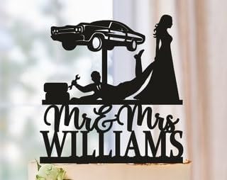 Car Mechanic Wedding Cake Topper, Auto Mechanic Cake Topper, Car Fixer ...