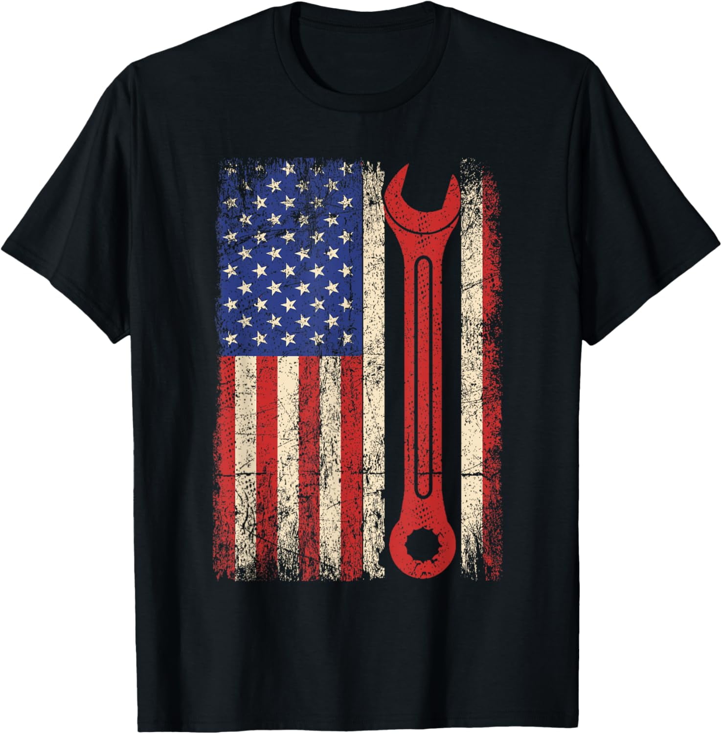 Car Mechanic Wrench Workshop Tools US American Flag Men Tee T-Shirt ...