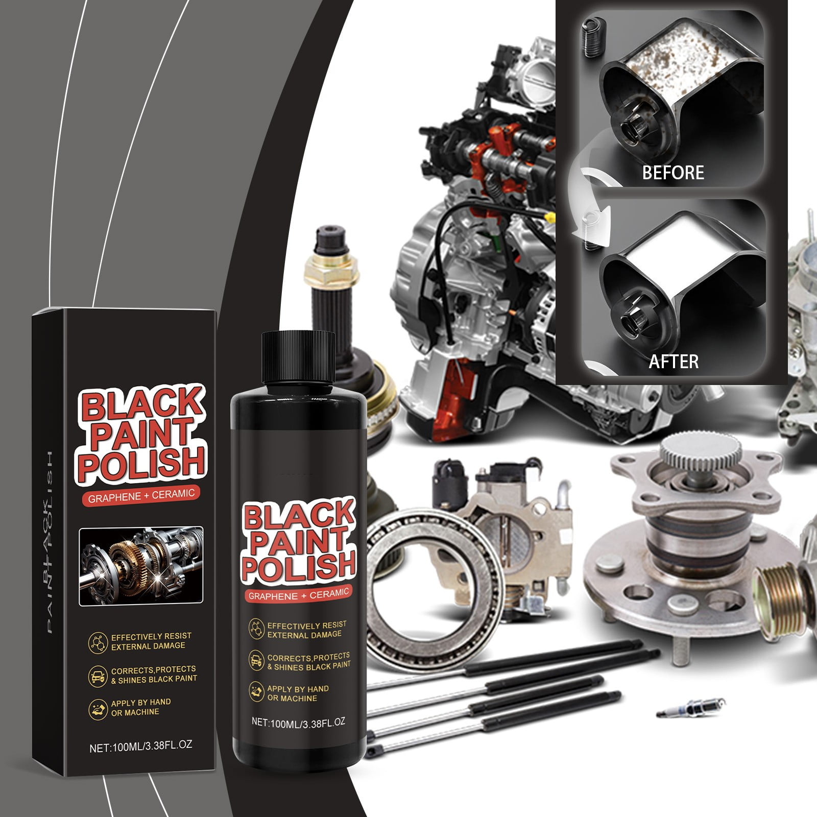 Car Metal Polish | 100ml Spray | Fast Gloss Restoration | Deep Cleaning ...