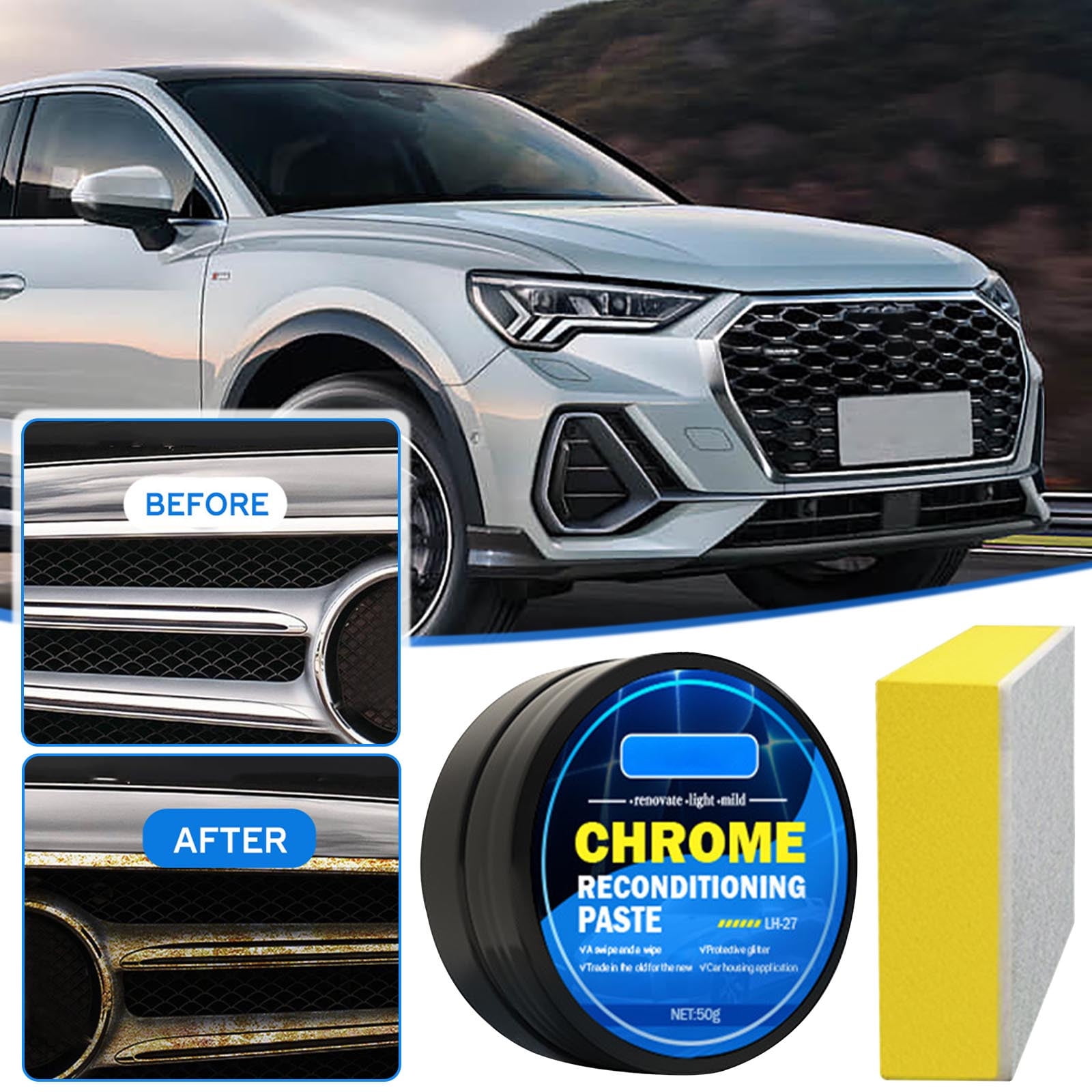 Car Metal Polish Paste for Door Window Trim Restoration 5oz - Scratch ...