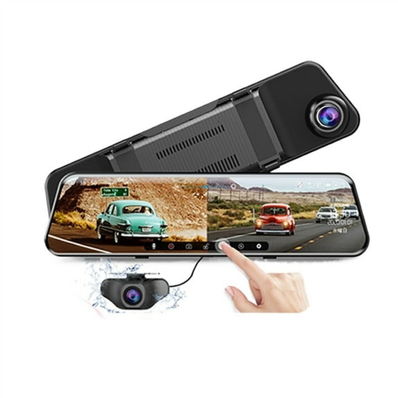 Car Mirror DVR GPS 1080P Dual Cams 11.8inch Touch Screen RearView Dash ...