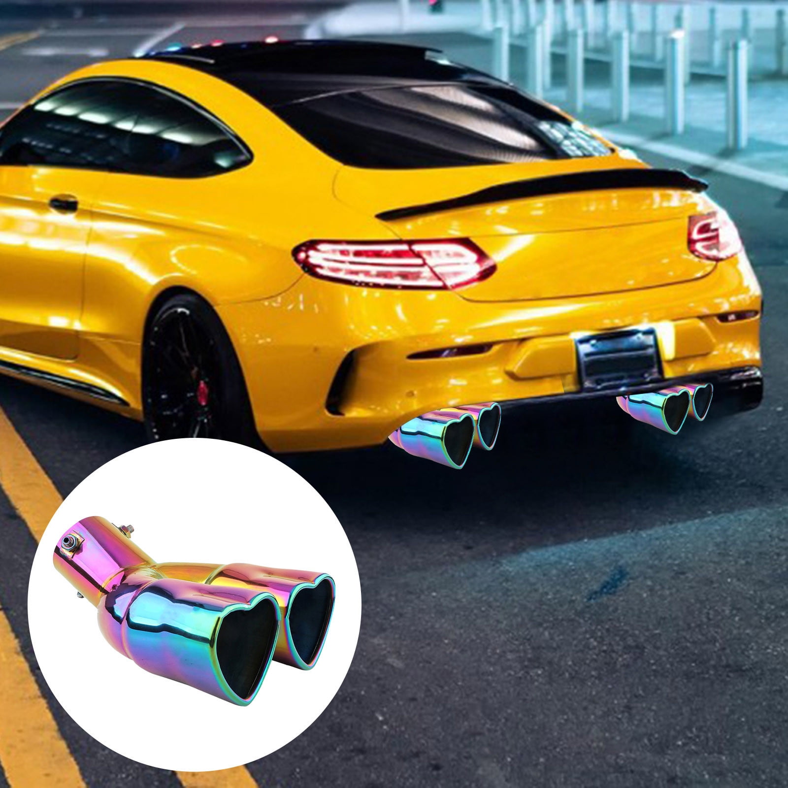 Car Modified Tail Throat Double Pipe Heart-Shaped Exhaust Tip ...