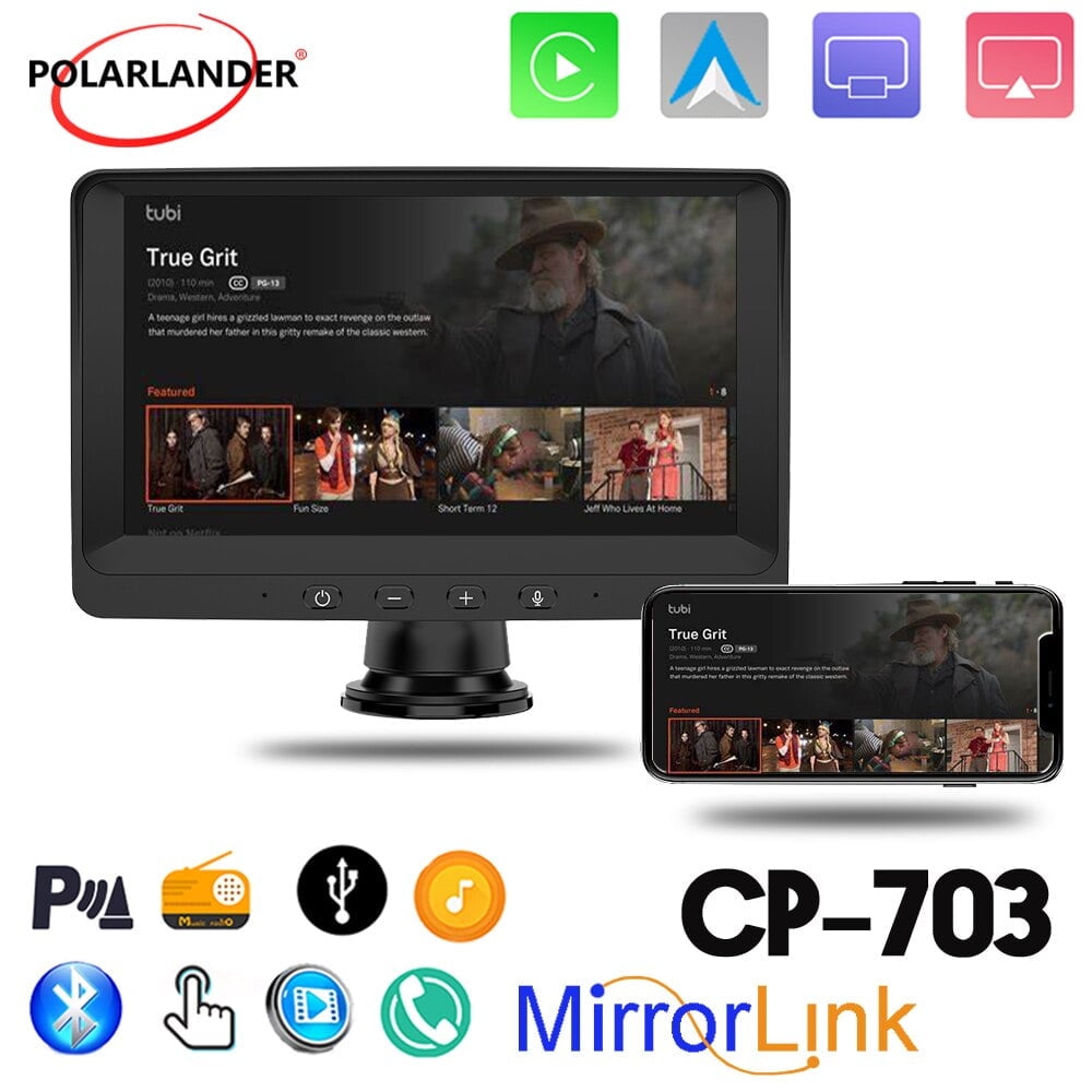 Car Monitor MirrorLink 7" Touch Screen Multimedia Player Bluetooth 5.0 ...