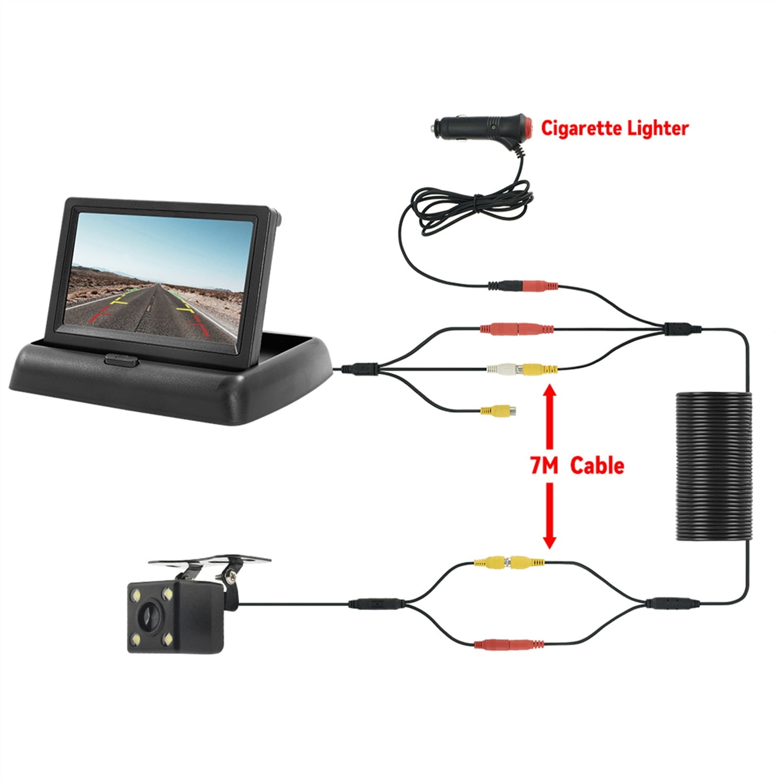 Car Monitor With Rear View Camera 4.3" TFT LCD HD Screen LED Backup ...