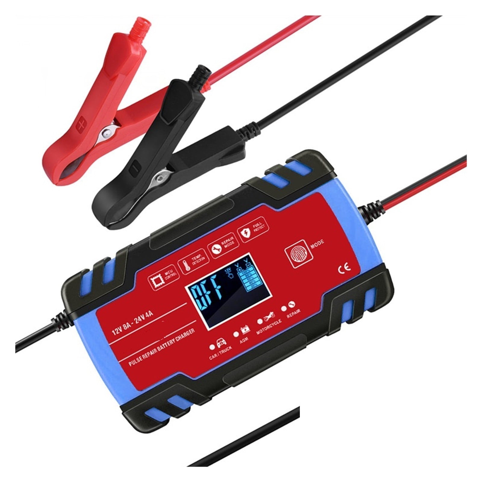 Car Motorcycle Battery Charger 12V 8A 24V 4A Smart Fast Charging For ...