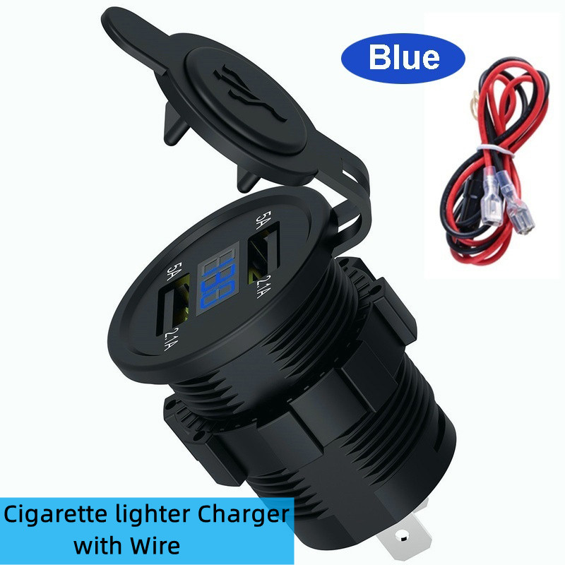 Car Motorcycle Cigarette Lighter Dual USB Charger 12V-24V Car Boat ...