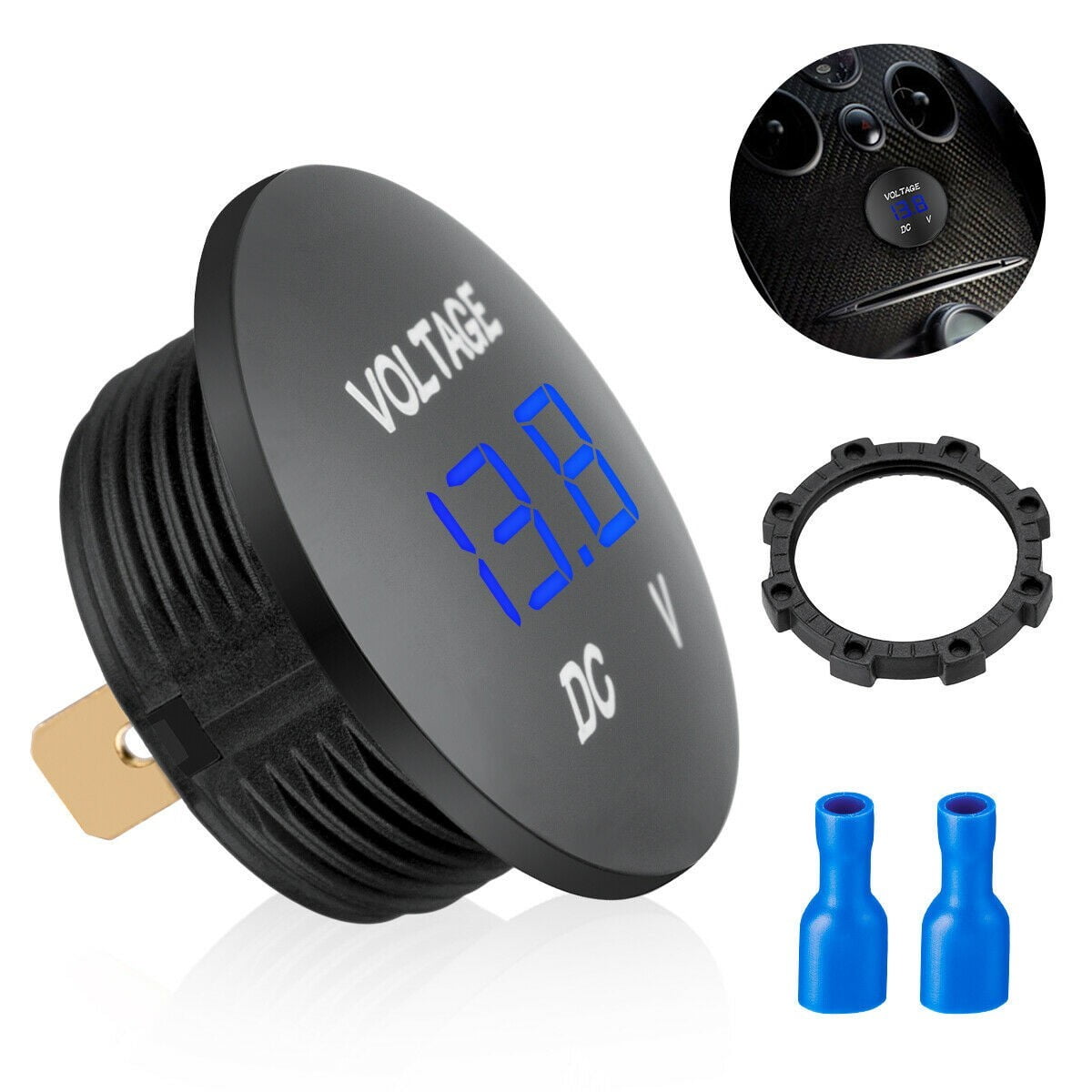 Car Motorcycle Dc12v 24v Digital Led Display Voltmeter Voltage Gauge