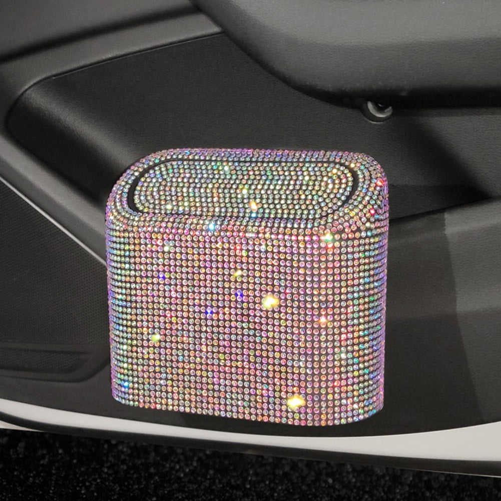Car Mounted Diamond Trash Can Storage Box Hanging Creative And Cute ...