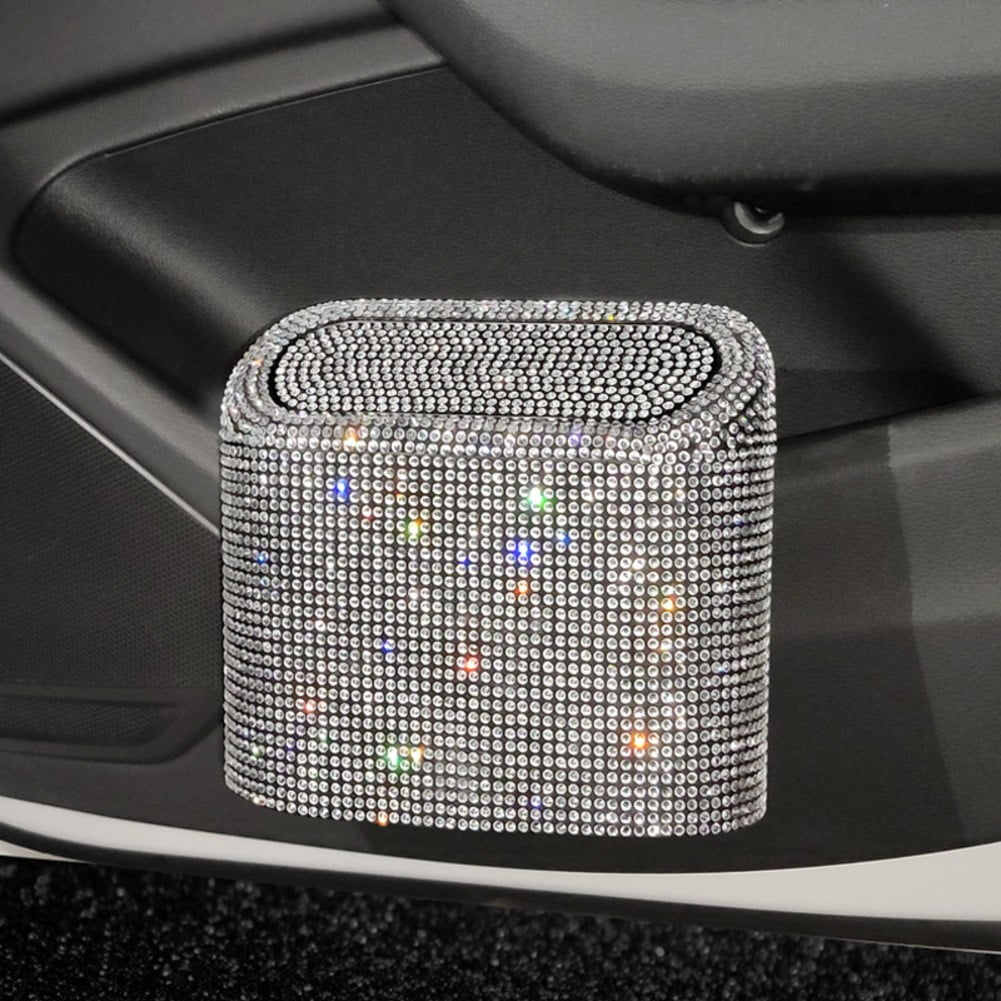 Car Mounted Diamond Trash Can Storage Box Hanging Creative And Cute ...