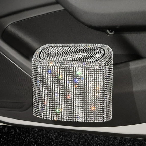 Car Mounted Diamond Trash Can Storage Box Hanging Creative And Cute ...