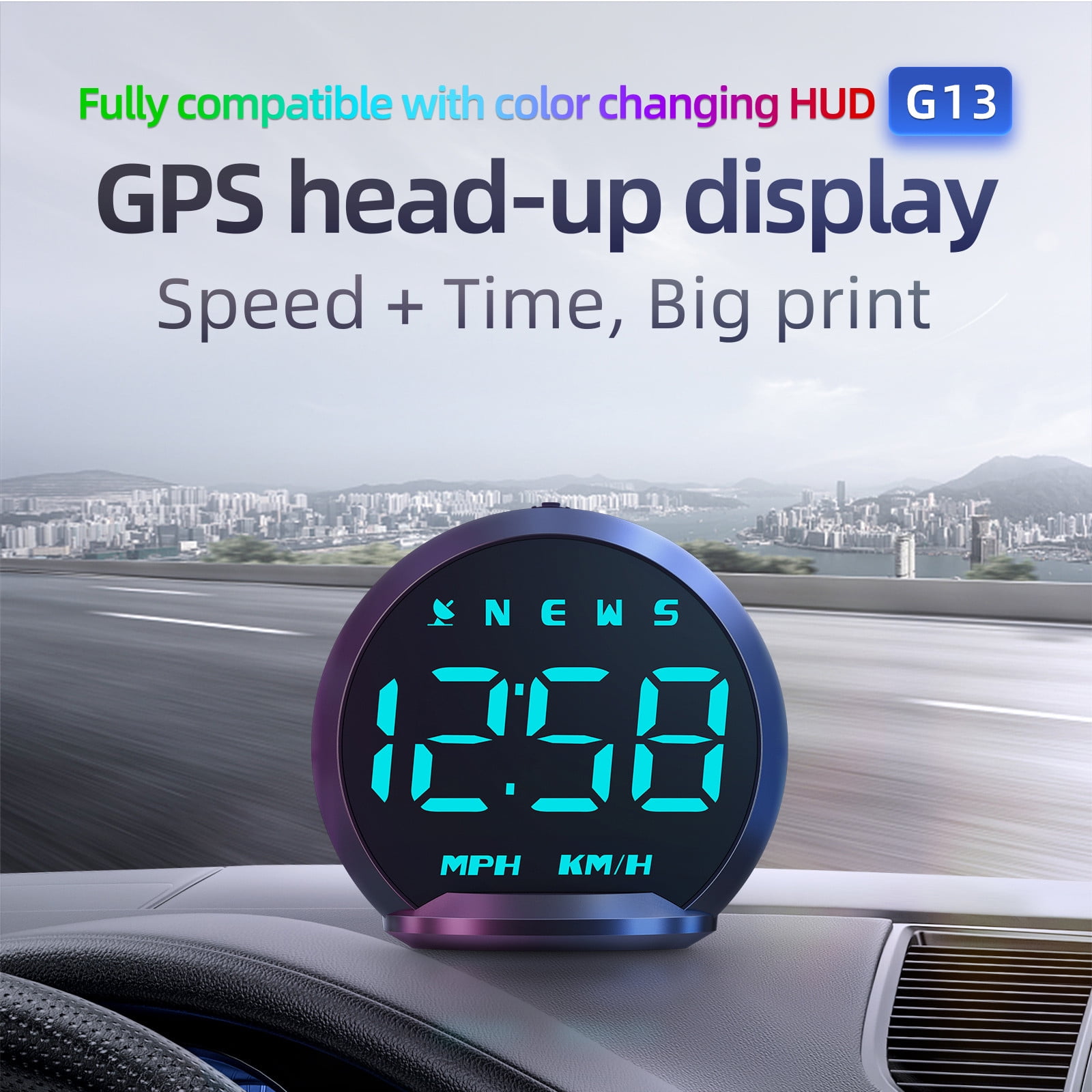 Car Mounted GPS Head Up Display | Universal HUD Tachometer for Cars ...