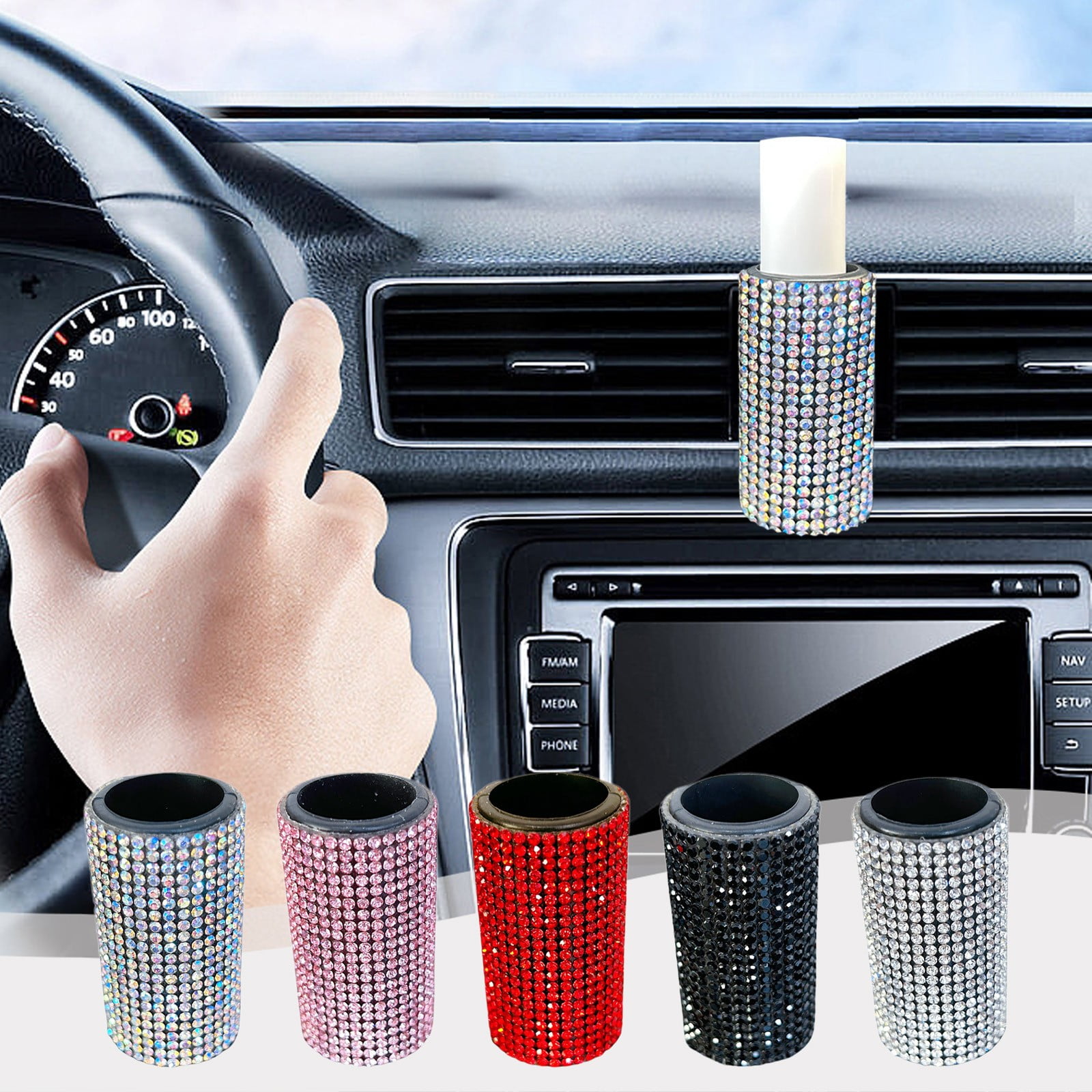 Car Mounted Lipstick Storage Rack | No Drill Car Organizer for Lip Balm ...