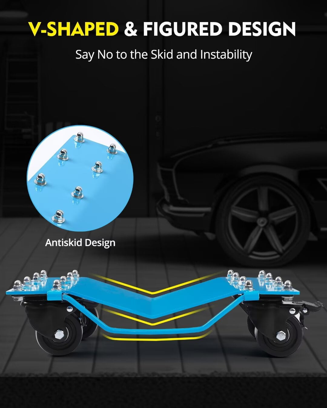 Car Moving Dolly | 2000 lbs Capacity | 4 Swivel Casters | Anti-Slip ...