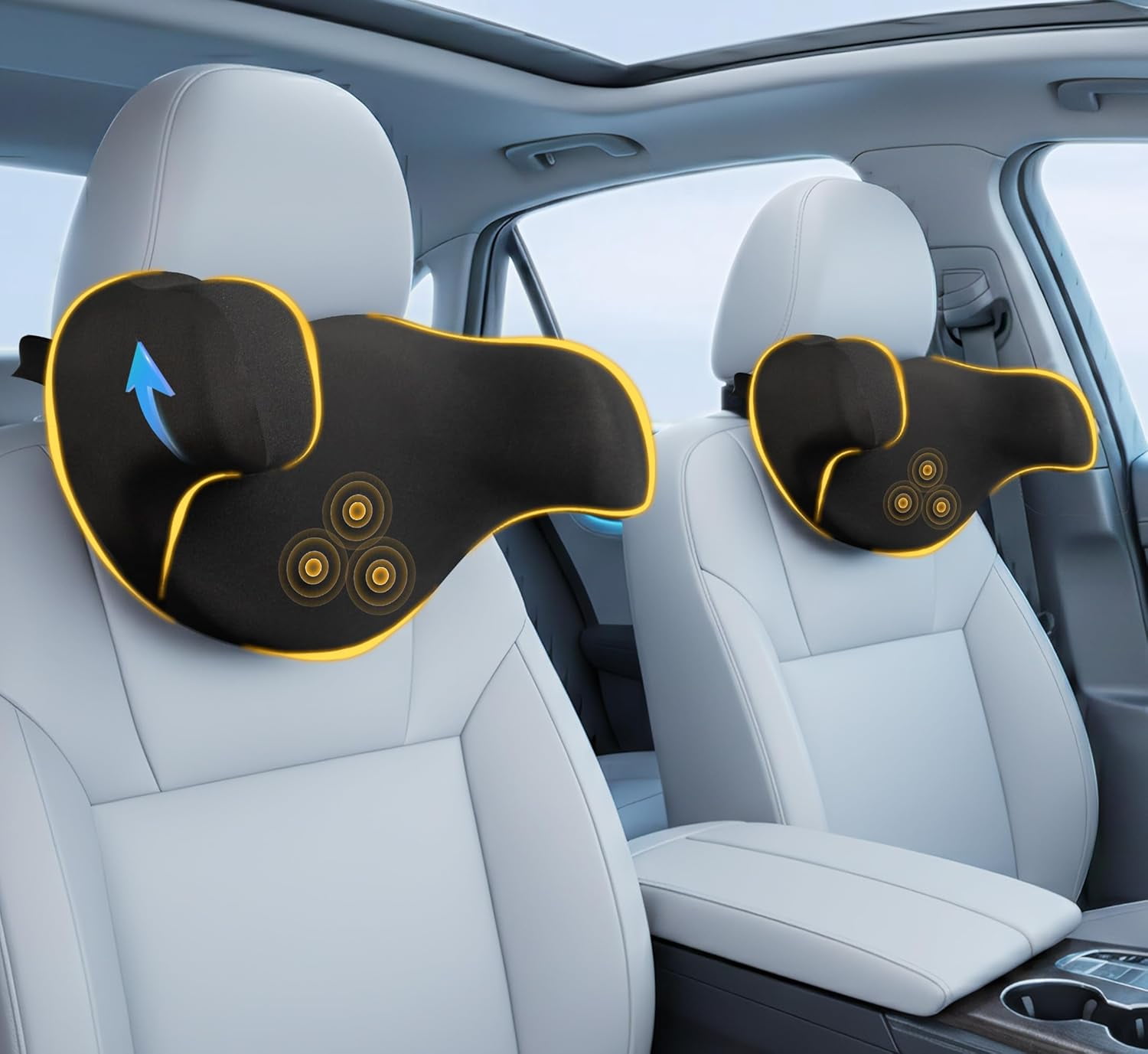 Car Neck Pillow: 2 Pack Ergonomic Memory Foam Headrest Pillow for ...