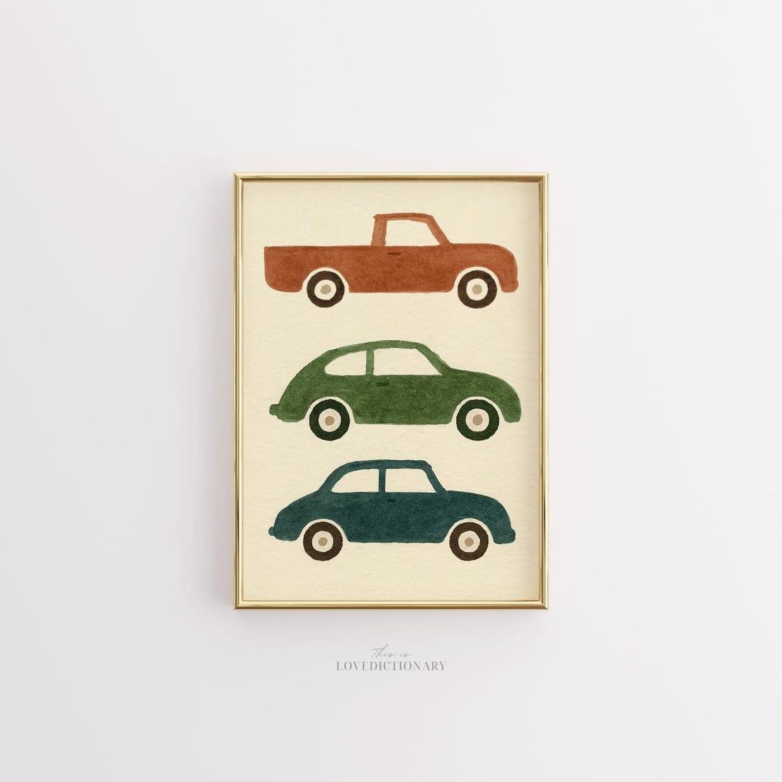 Car Nursery Print Vintage Car Baby Boy Room Wall Art, Unframed Paper ...