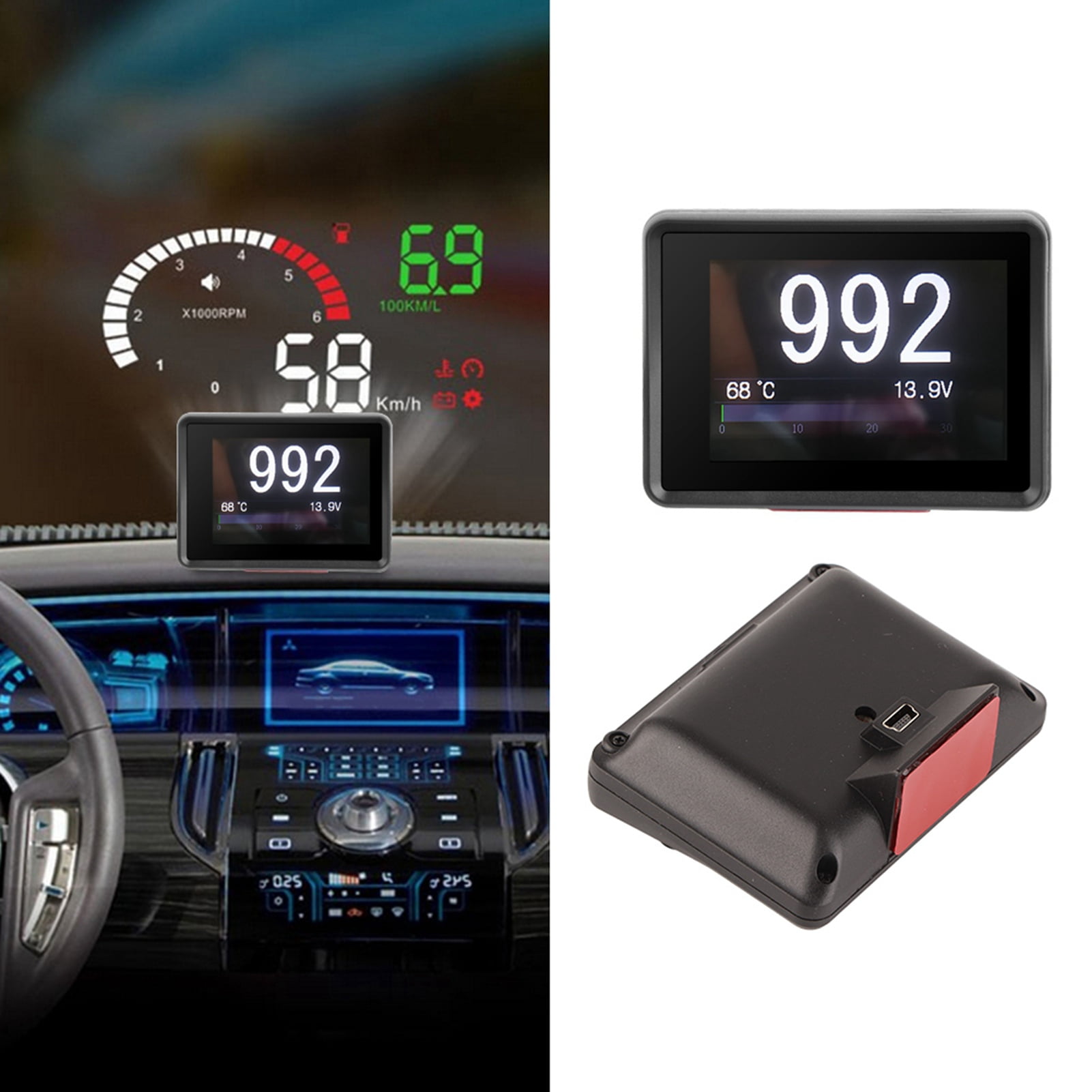 Car OBD MultiFunction Meter Digital Temperature Voltage Speed HUD ...