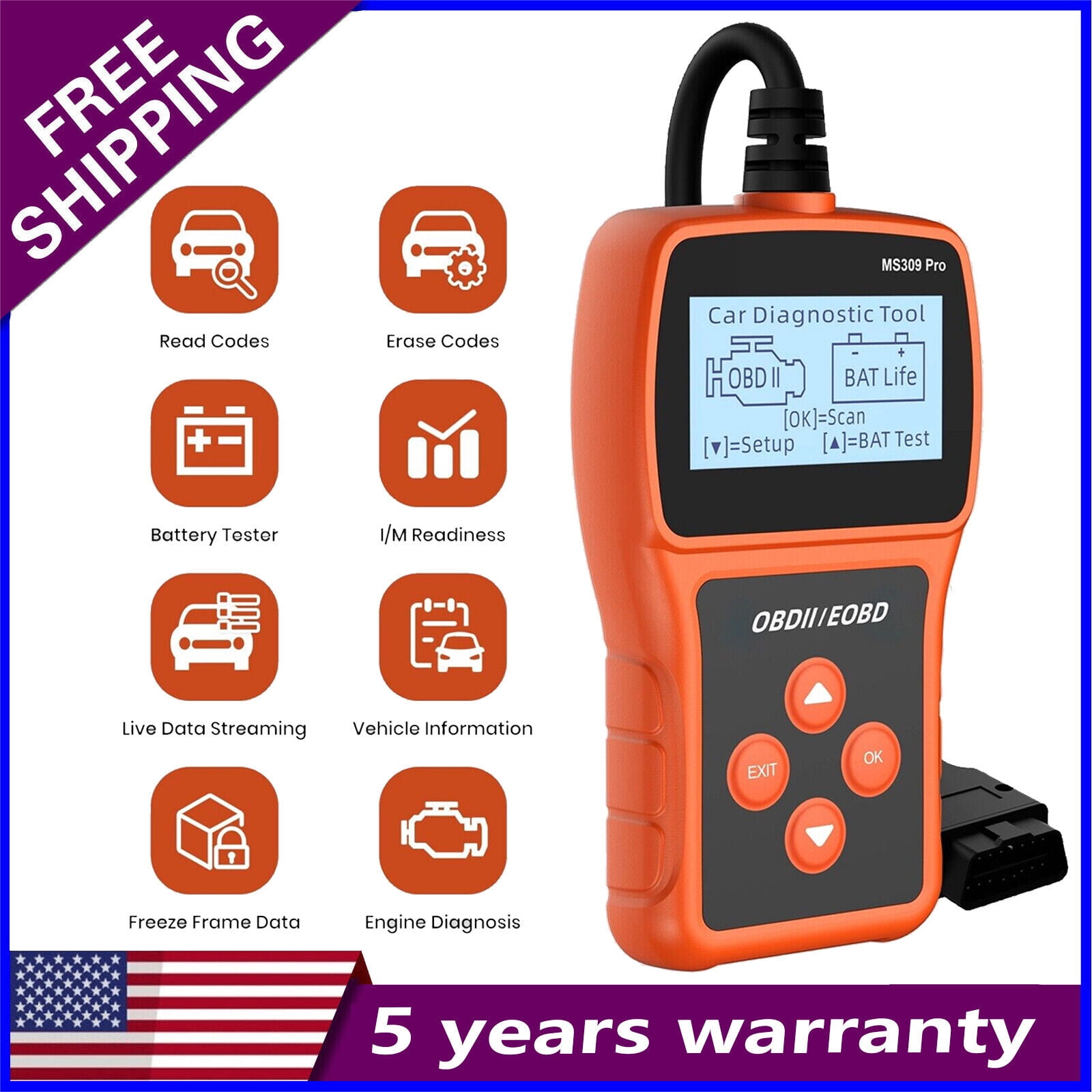 Car OBD2 Scanner Code Reader Check Engine Fault Scanner CAN Diagnostic ...