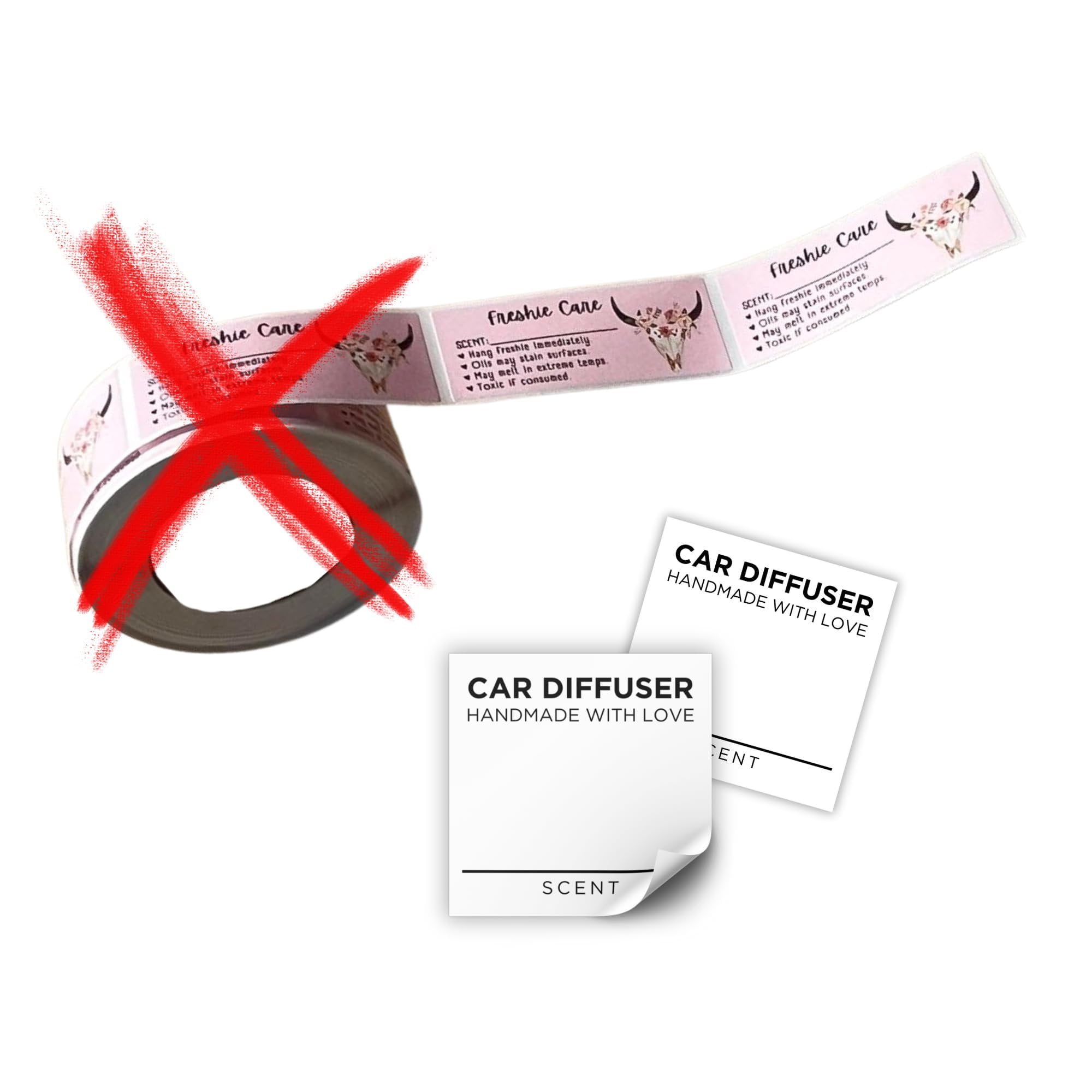 Car Oil Diffuser Hanging Bottle Scent Label 350 pc Roll Mini 1x1 Inch ...