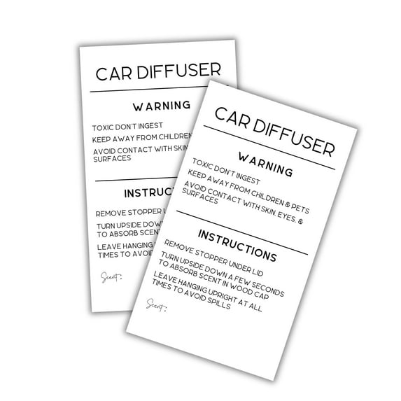 Car Oil Diffuser Vent Warning Labels and Instruction Cards 50 pk 3.5 x ...