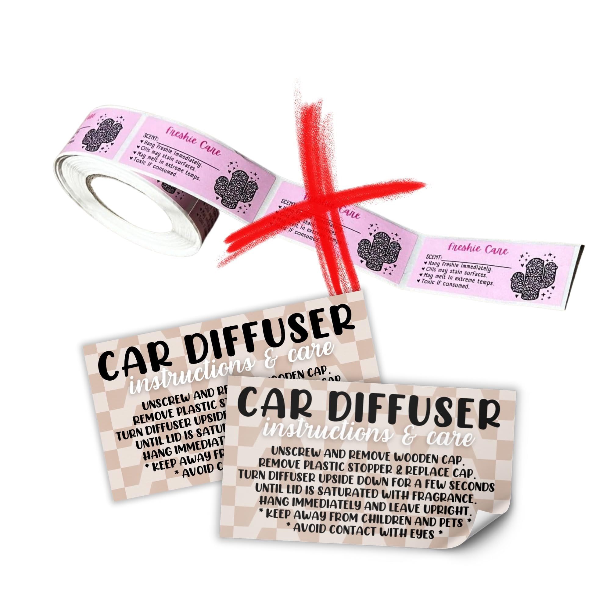 Car Oil Hanging Diffuser Care & Instructions Labels 250 pc Roll 1.25 x ...