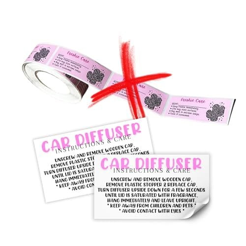 Car Oil Hanging Diffuser Care & Instructions Labels 250 pc Roll 1.25 x ...
