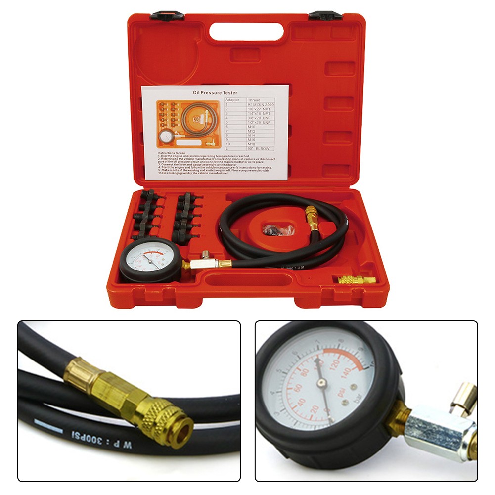 Car Oil Pressure Gauge Tester Engine Oil Pressure Test Gauge Kit ...