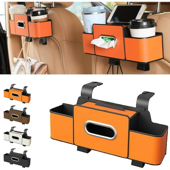 Car Organizers and Storage - 4-in-1 Back Seat Organizer with Tissue Box ...