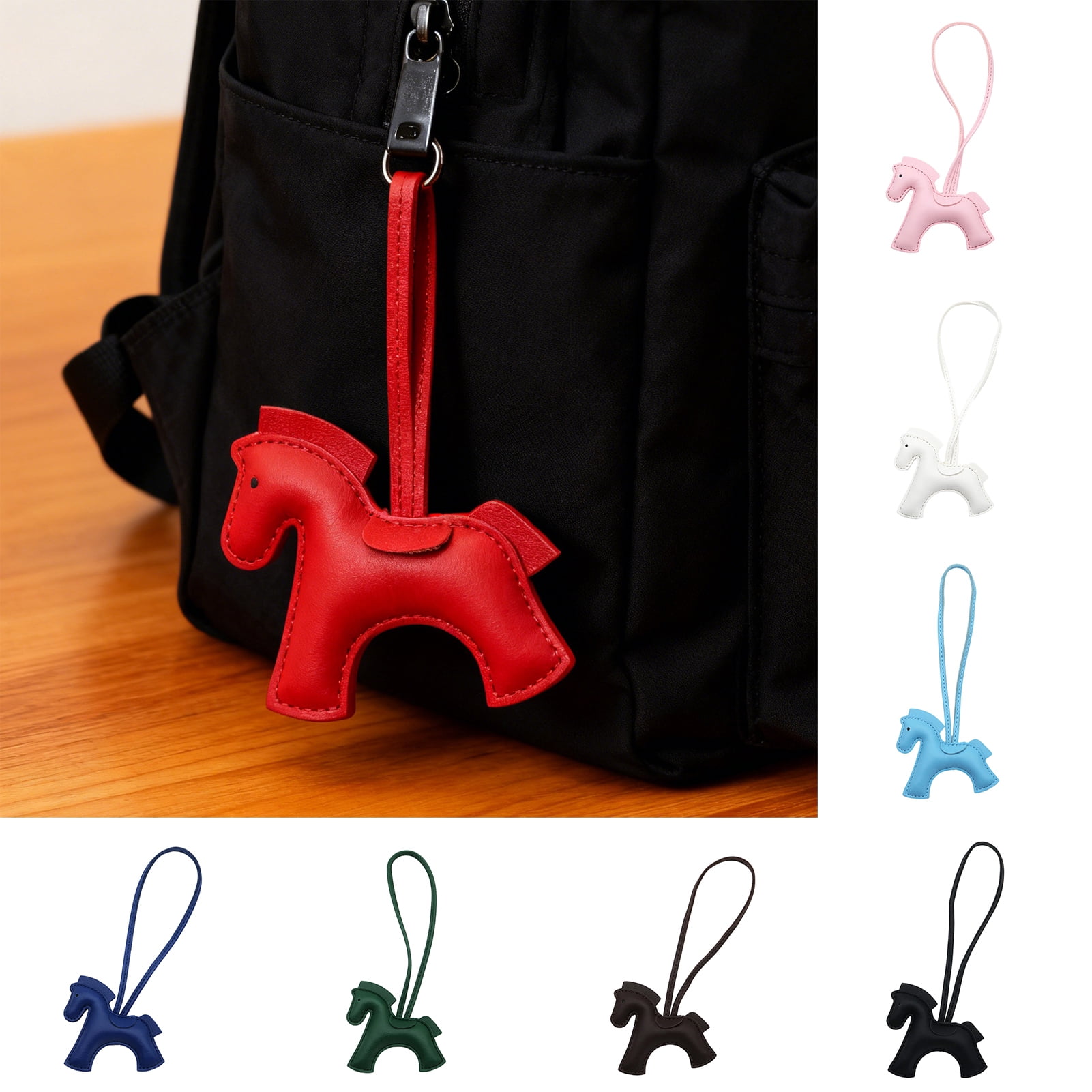 Car Ornament Faux Leather Horse Charm Small Dainty Keychain Car ...