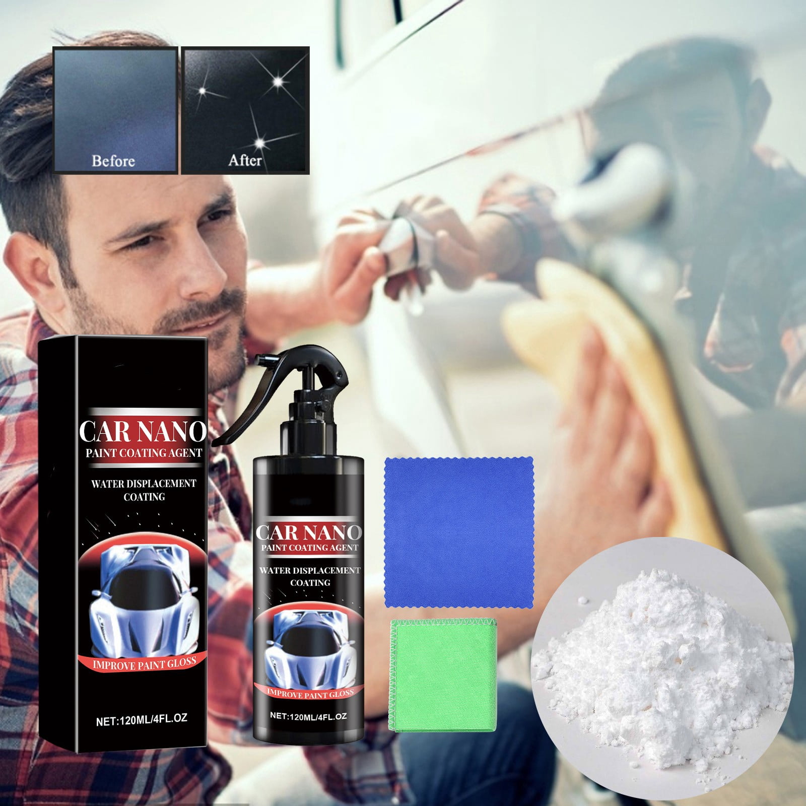 Car Paint Coating Spray 3 in 1 Ceramic Coating Agent 120ML Waterless ...