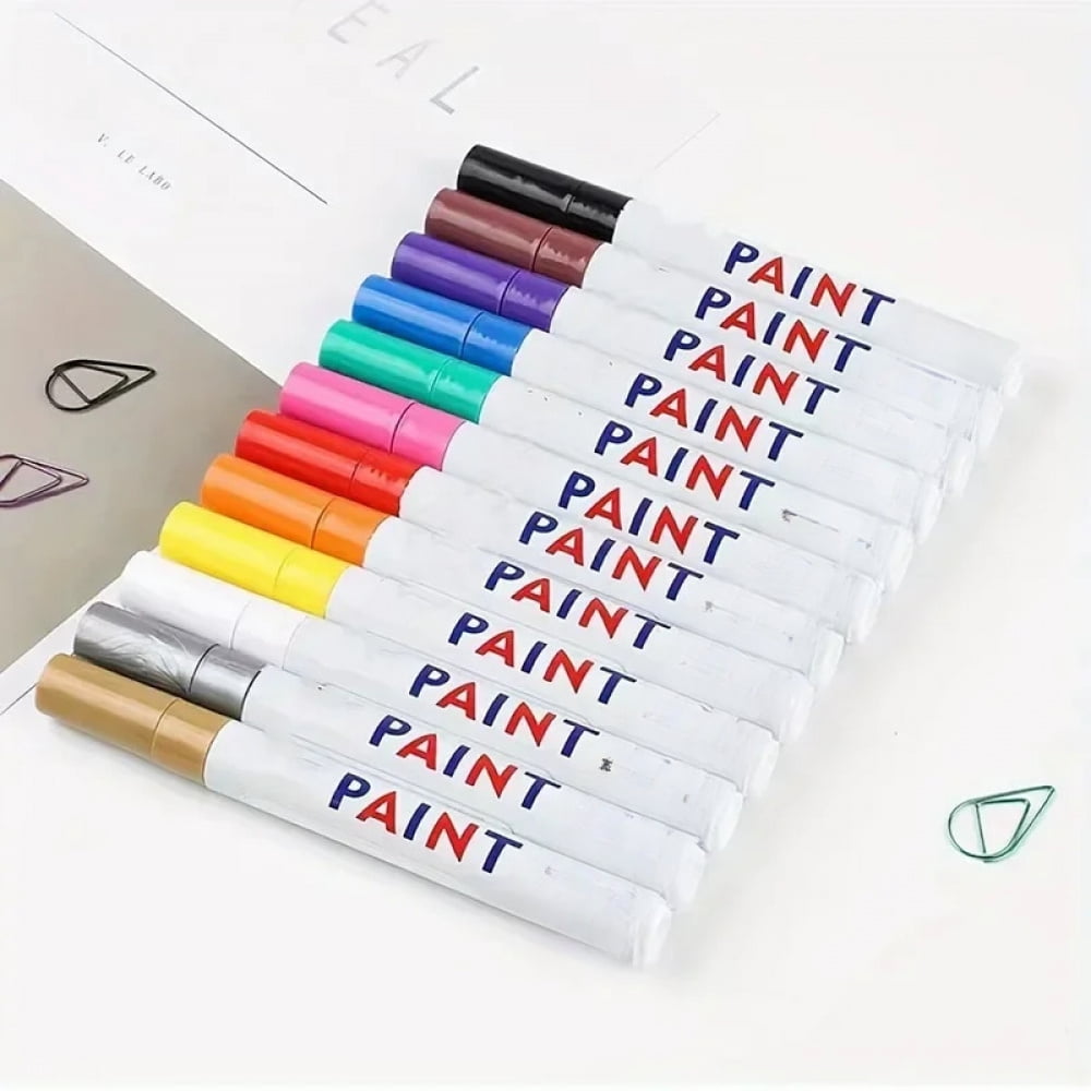 Car Paint Pen Waterproof Car Wheel Tire Oily Painting Mark Pen Auto Rubber Tyre Tread CD Metal ...