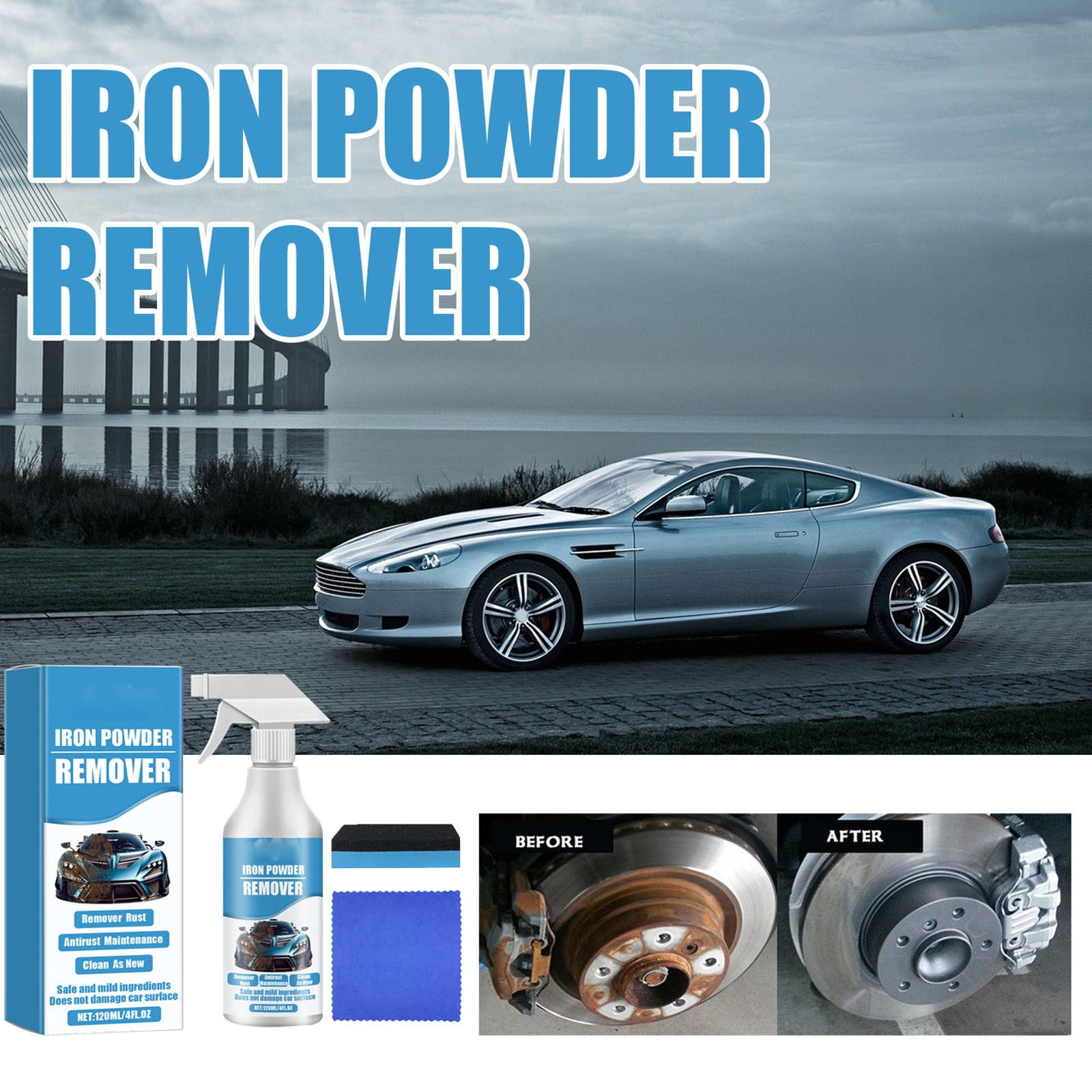 Car Paint Rust Remover Spray for Wheels & Auto Parts, Iron Powder ...
