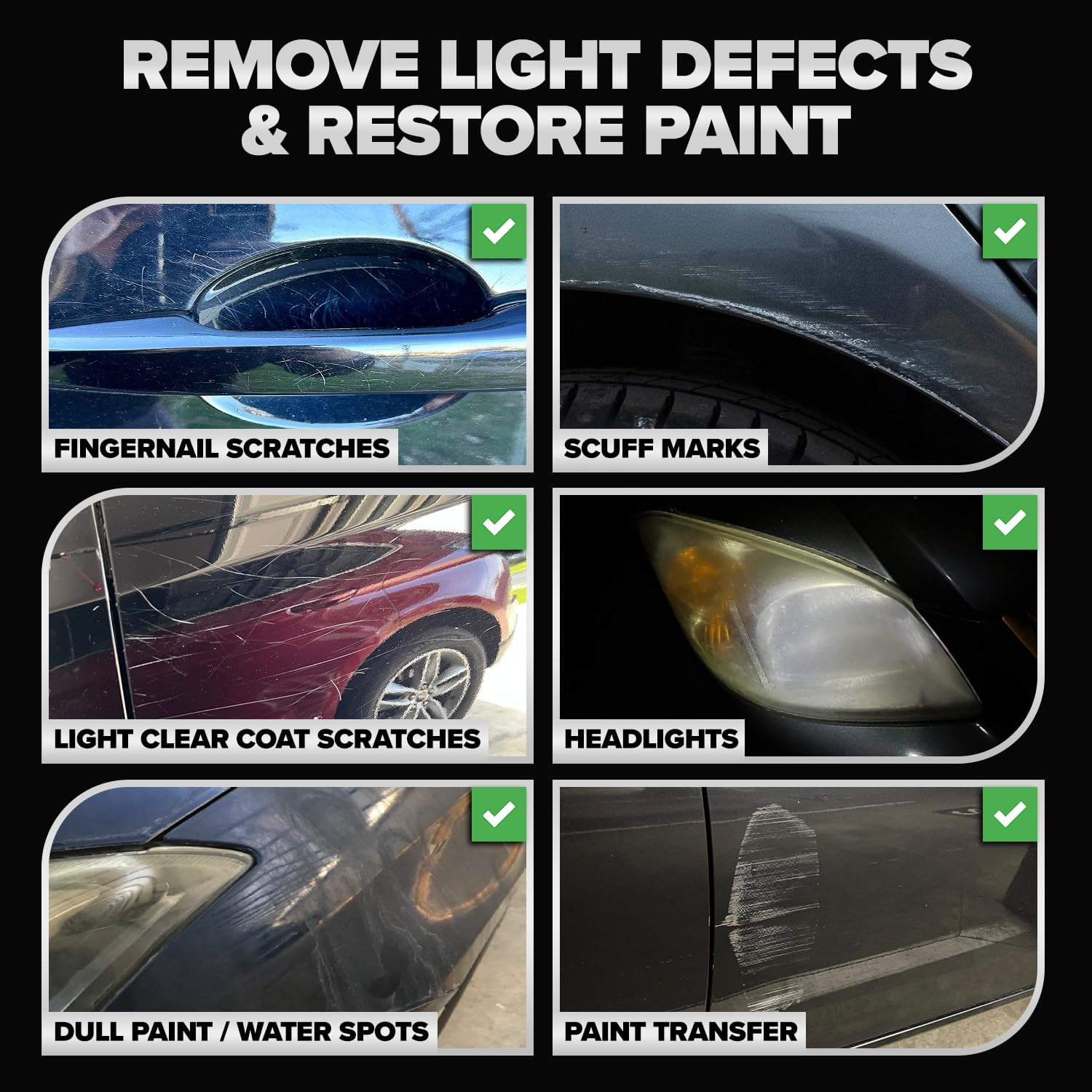 Car Paint Scratch Repair Kit with Buffer Pad - Restores Gloss & Removes ...