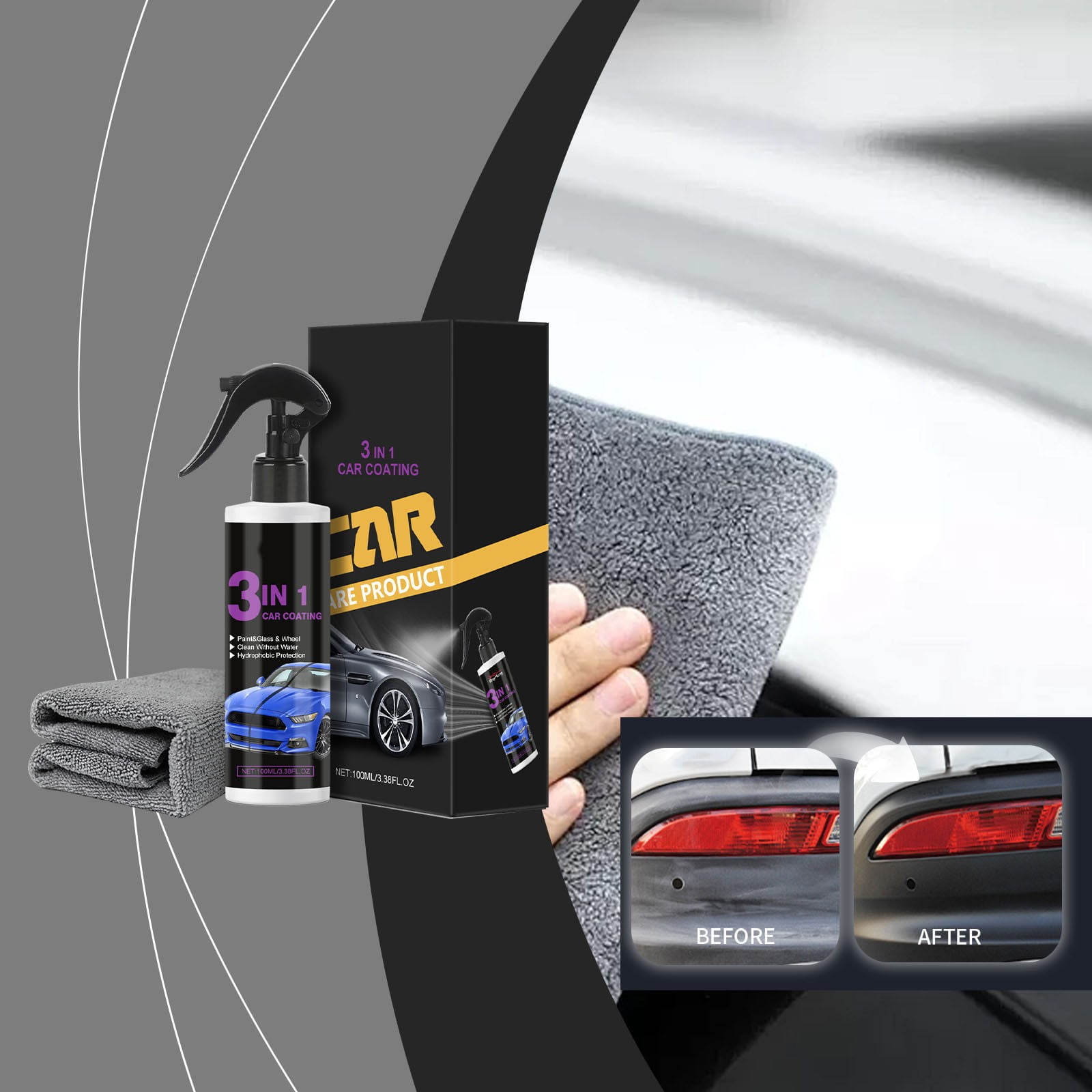 Car Paint Spray 3 in 1 Cleaning Coating | Rust Inhibitor | Gloss Finish ...