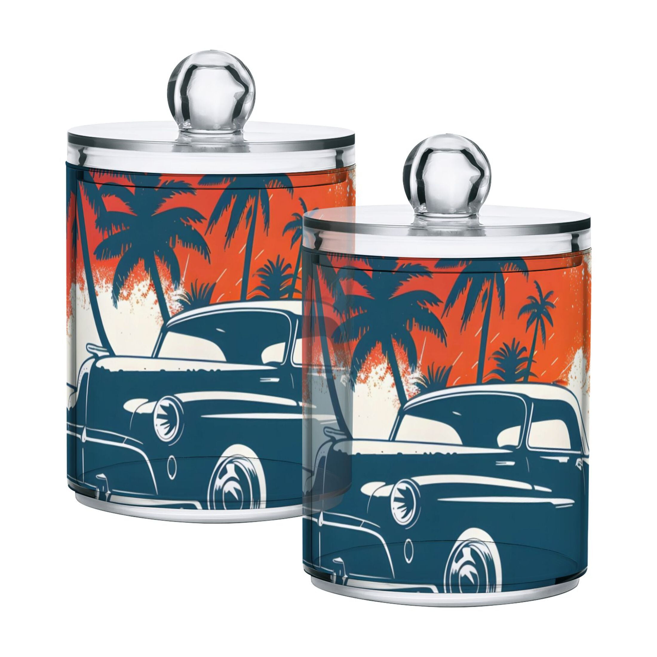 Car Palm Sun Retro Style Translucent Plastic Cans Storage Canisters ...