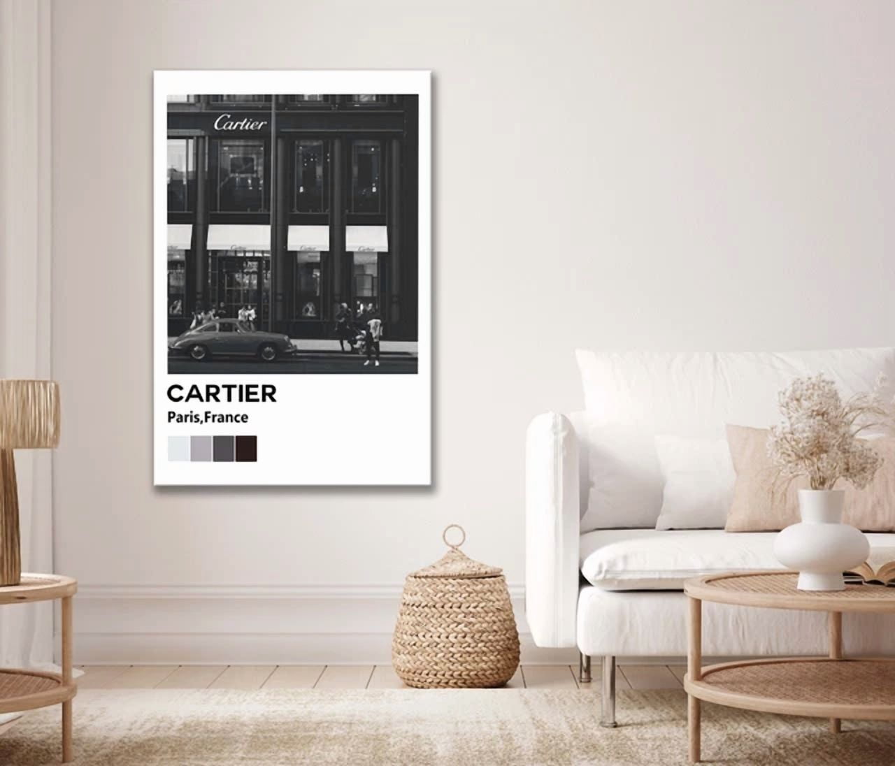 Car Parked On The Street B&W Paris Poster Art Home Decor Vintage Gift ...