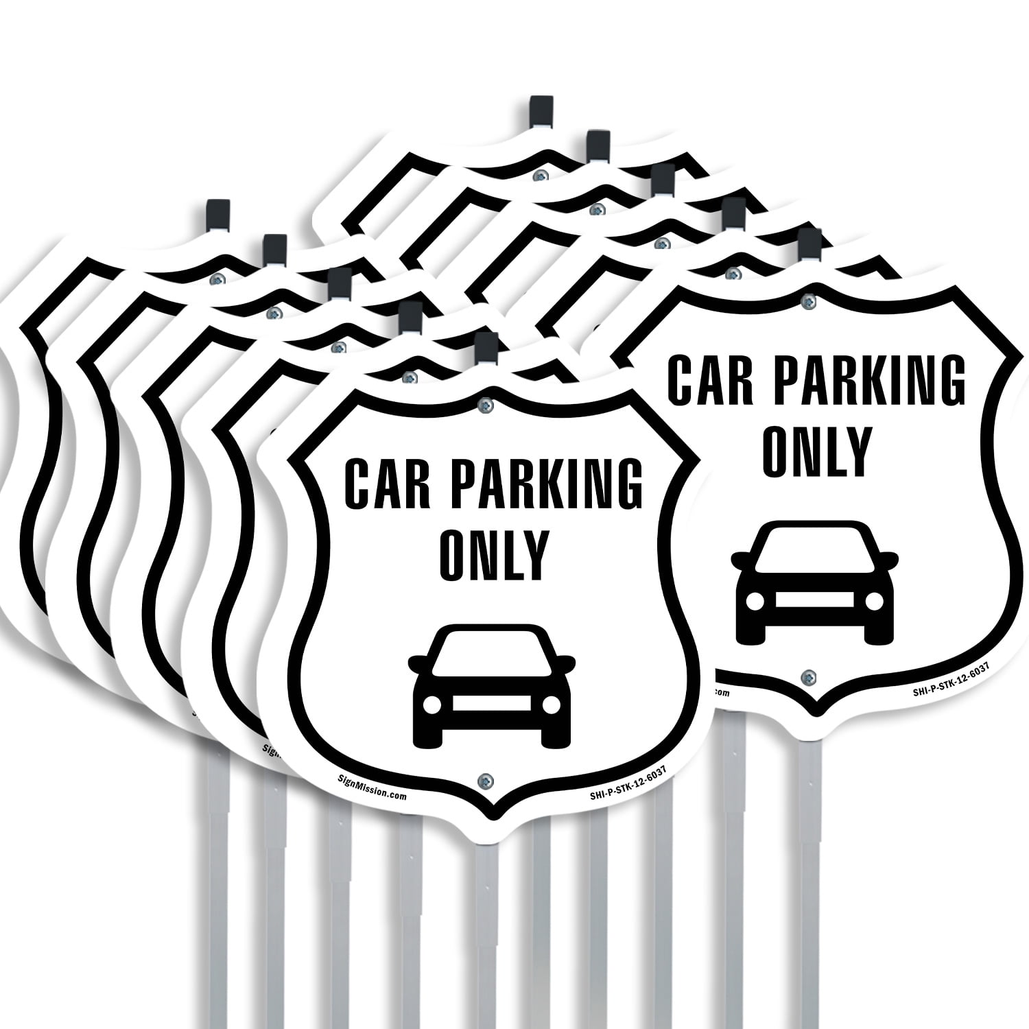Car Parking Only (10 Pack) 12 inch X 12 inch Shield Shaped Rust-Free ...