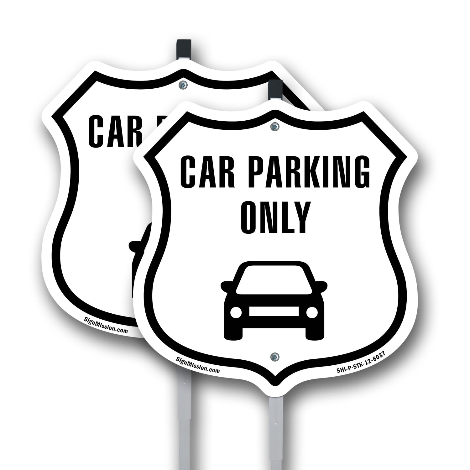 Car Parking Only (2 Pack) 12 inch X 12 inch Shield Shaped Commercial ...