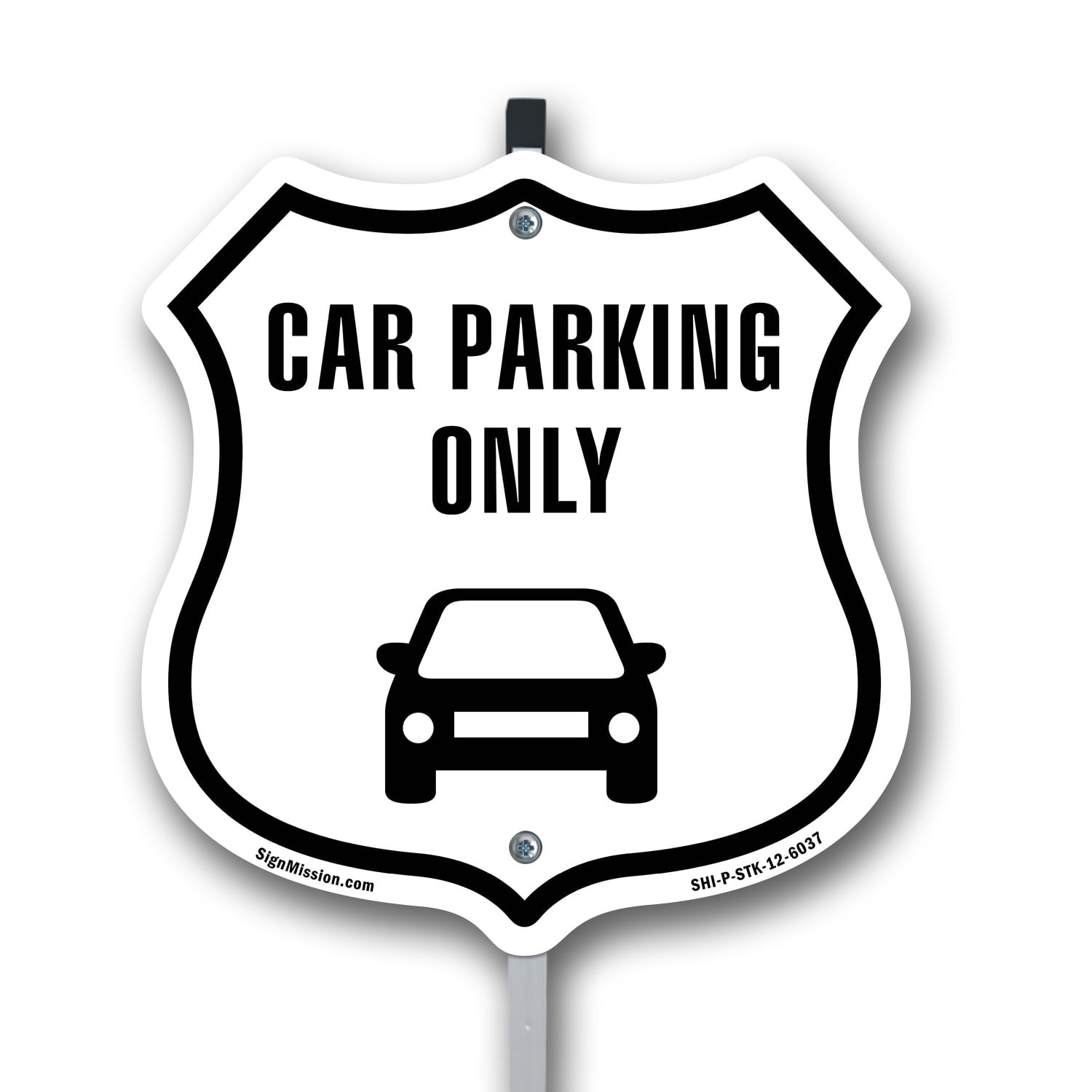 Car Parking Only 12 inch X 12 inch Shield Shaped Rust-Free Aluminum ...