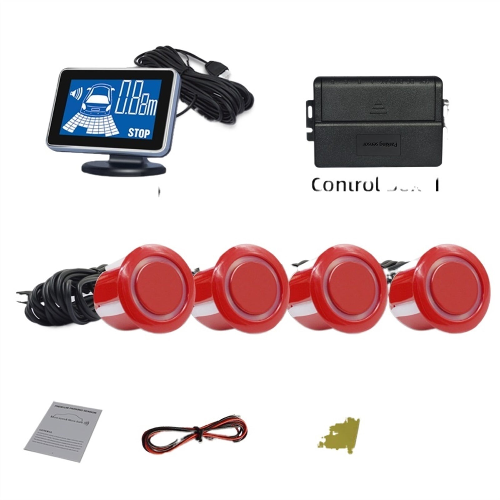 Car Parking Sensor Backup Radar Kit With 4 Park Sensors LCD Display Accessories Voice Reverse ...