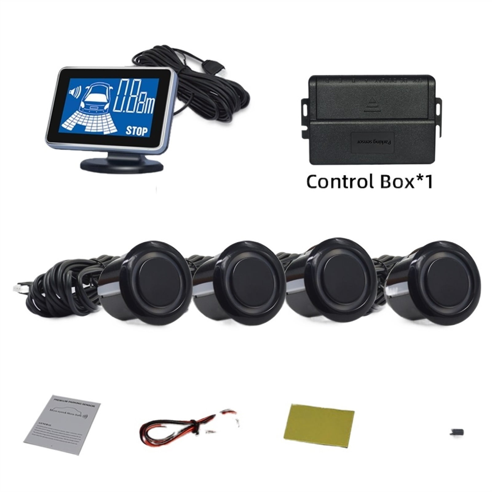 Car Parking Sensor Backup Radar Kit With 4 Park Sensors LCD Display ...