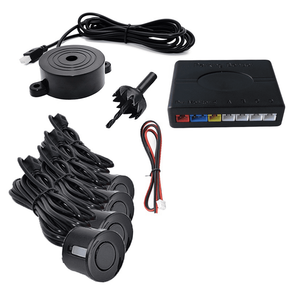 Car Parking Sensor Kit Universal 4 Sensors Buzzer Reverse Backup Radar ...