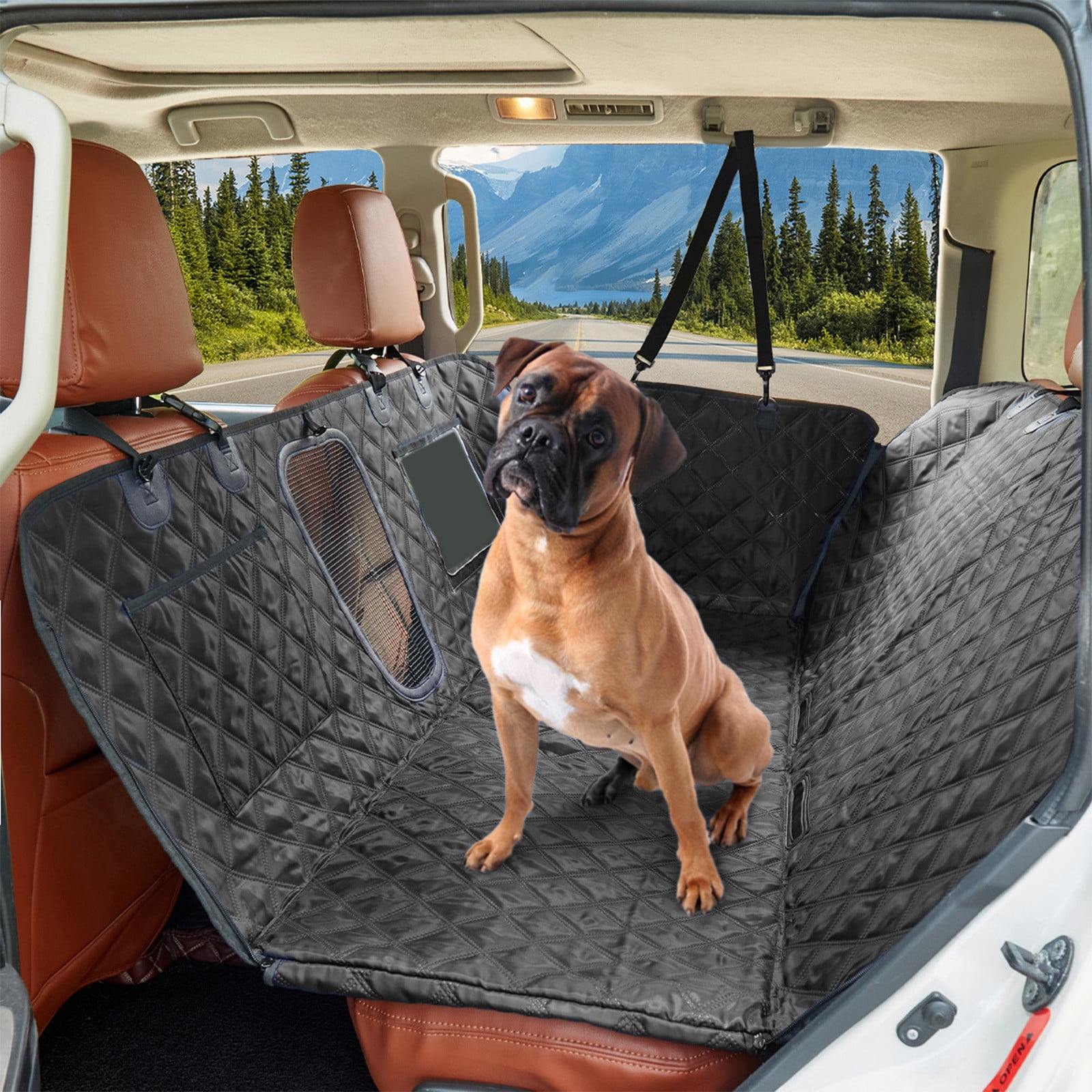 Car Pet Mat, Waterproof Rear Seat Cover with Side Flaps for Dogs and ...