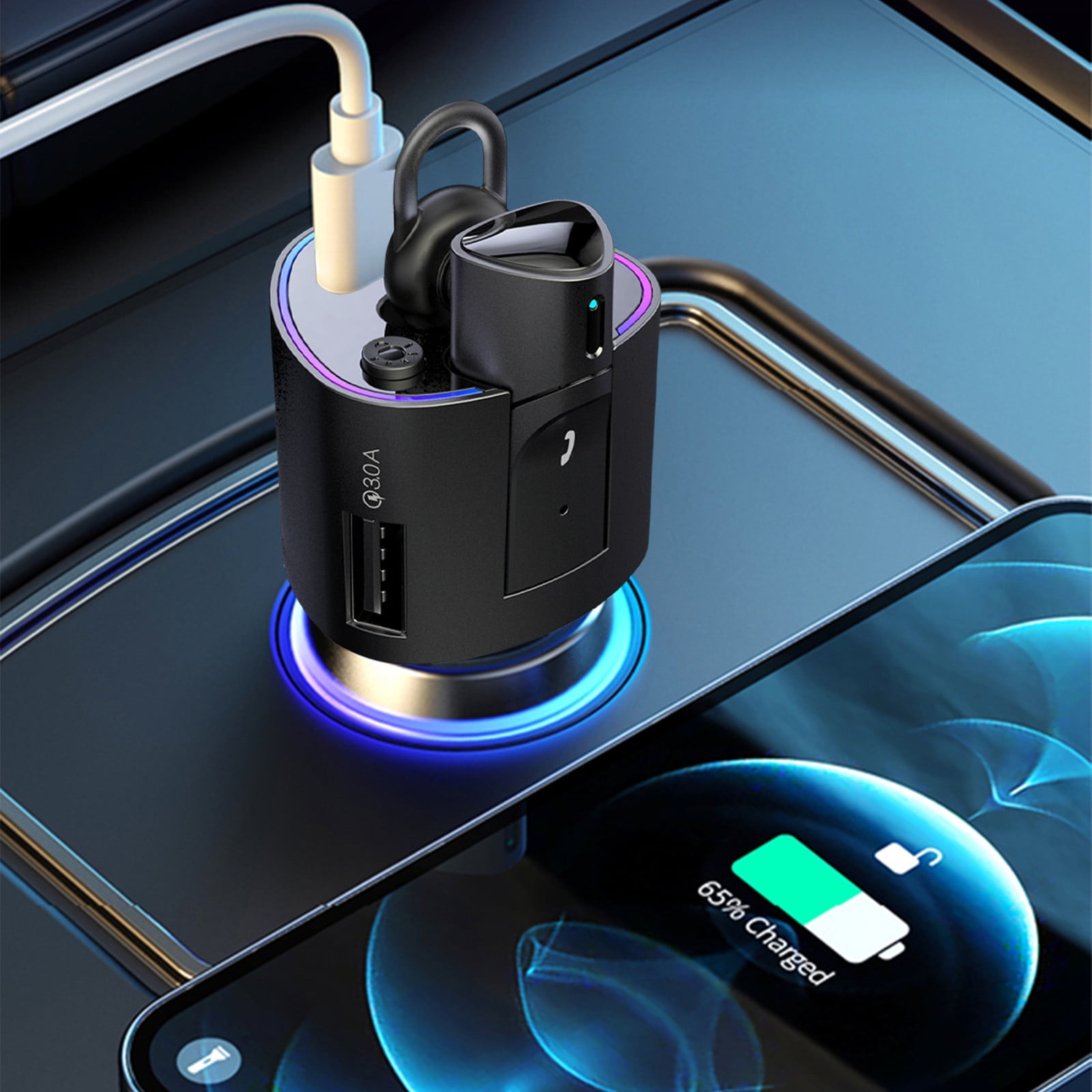 Car Phone Charger 2-in-1 Car Charger Super Fast Charge Multifunctional ...