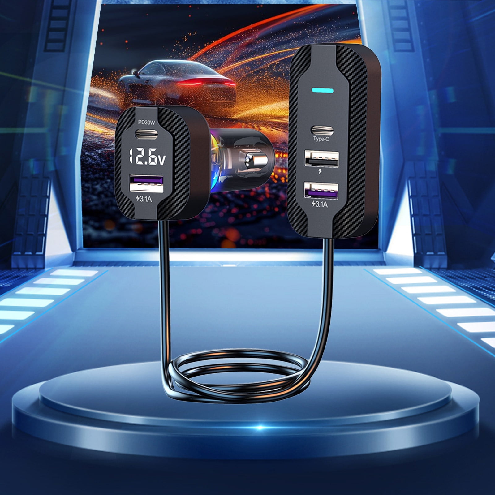 Car Phone Charger Multi Functional Car With 5 USB Car Chargers One To ...